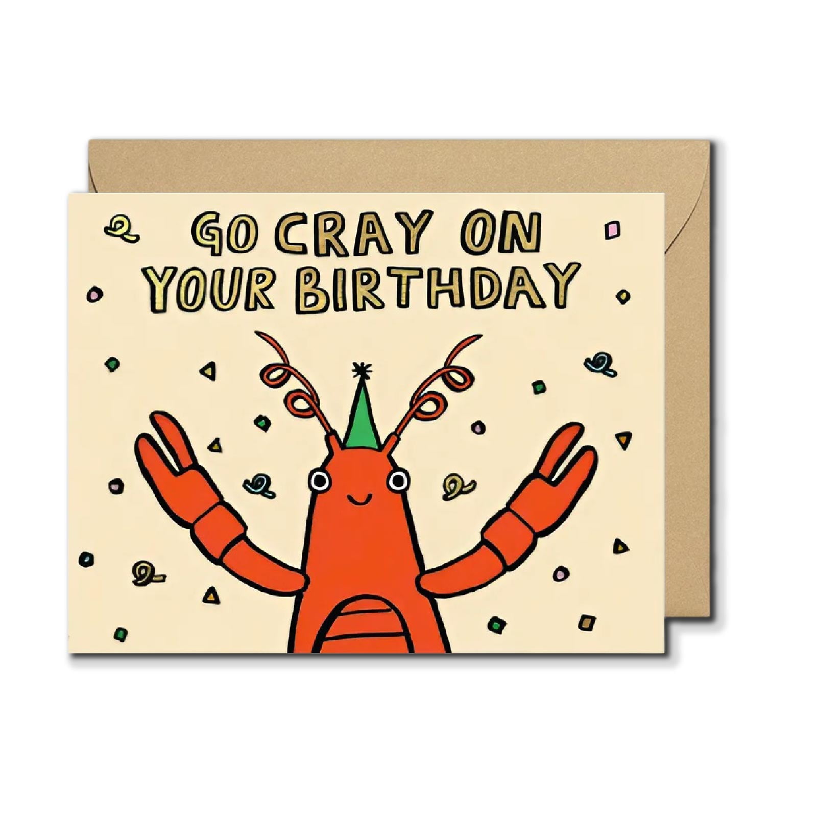 Funny Go Cray On Your Birthday Card - Crayfish Party Illustration ...