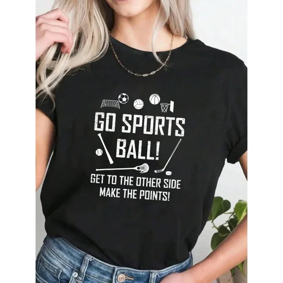 Funny Go Sports Ball Sarcastic Graphic T-Shirt Retro Satirical Game Day ...