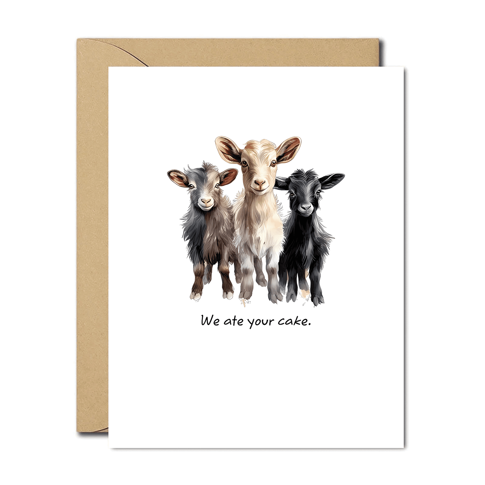 Funny Goat Card – “We Ate Your Cake” Greeting Card Design – Blank ...