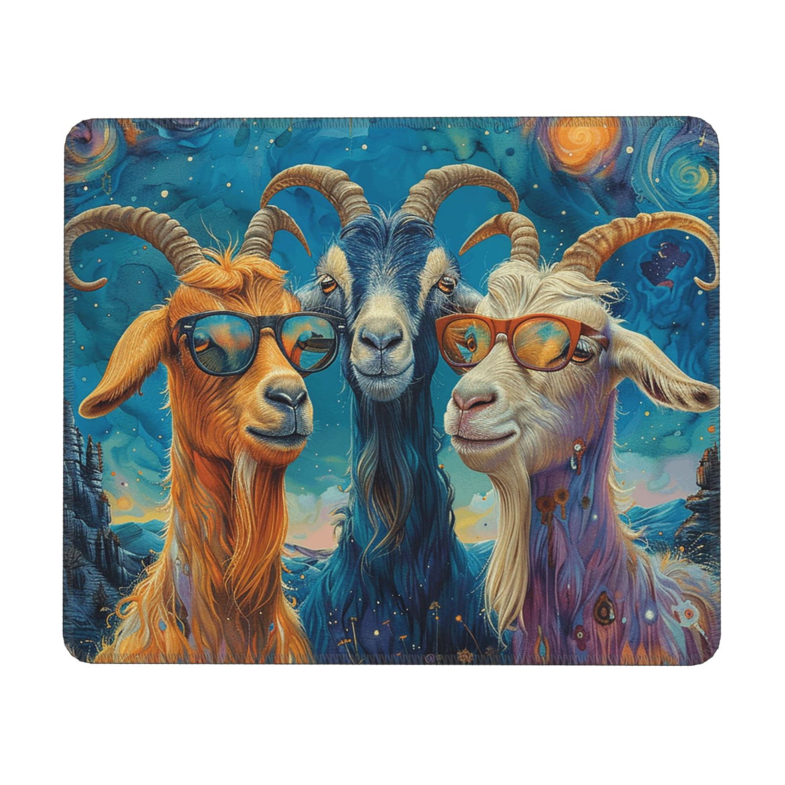 Funny Goat Family Psychedelic Art Mouse Pad Non-Slip Rubber Gaming ...