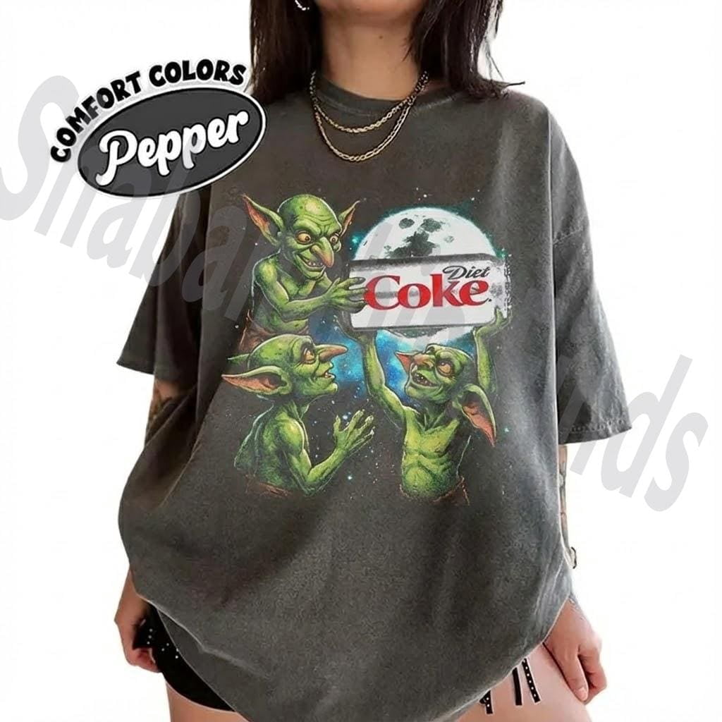 Funny Goblins Vintage T-Shirts – Goblin Diet C0ke Moon Graphic Tee ...