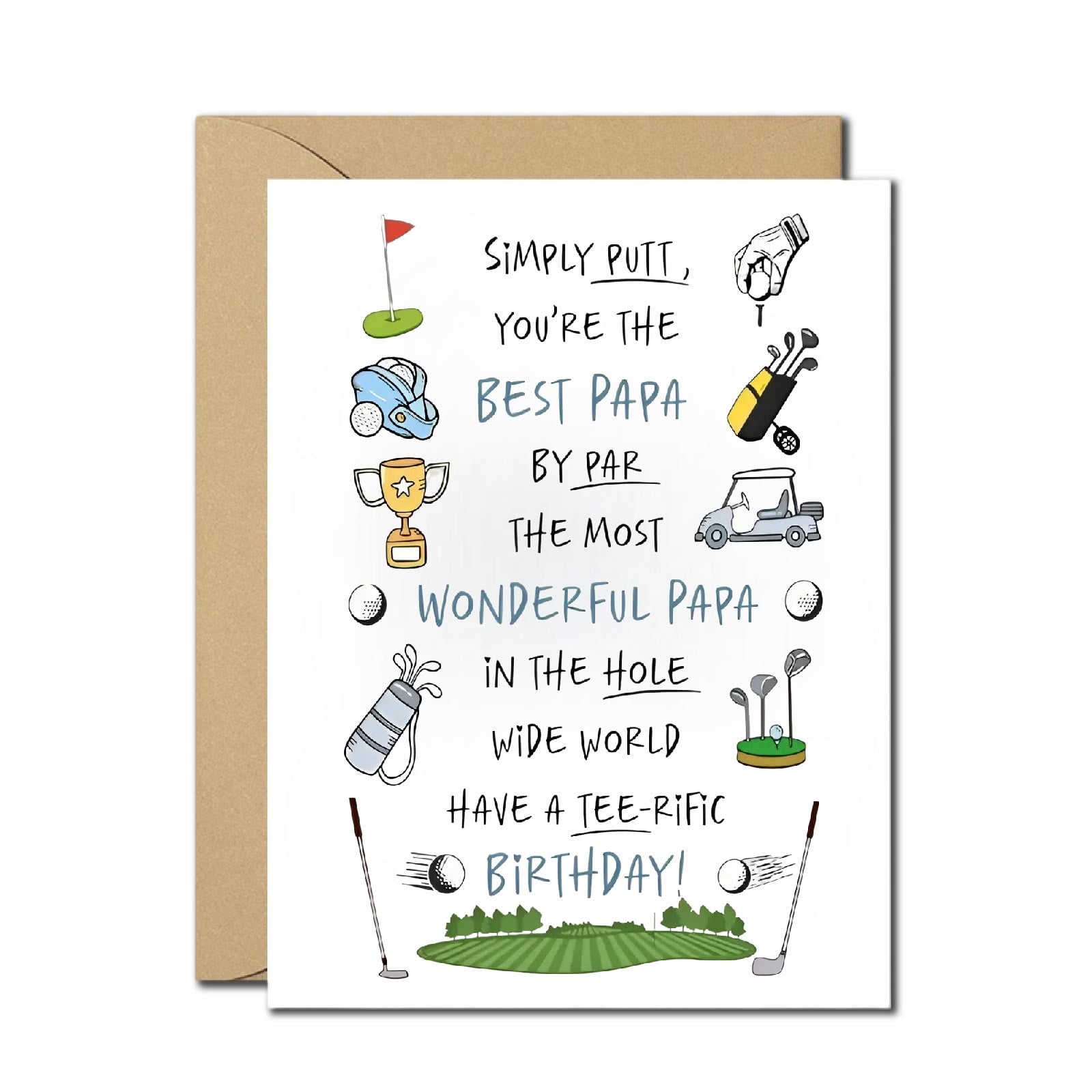 Funny Golf Birthday Card for Dad, Best Papa by Par, Tee-rific Golf ...