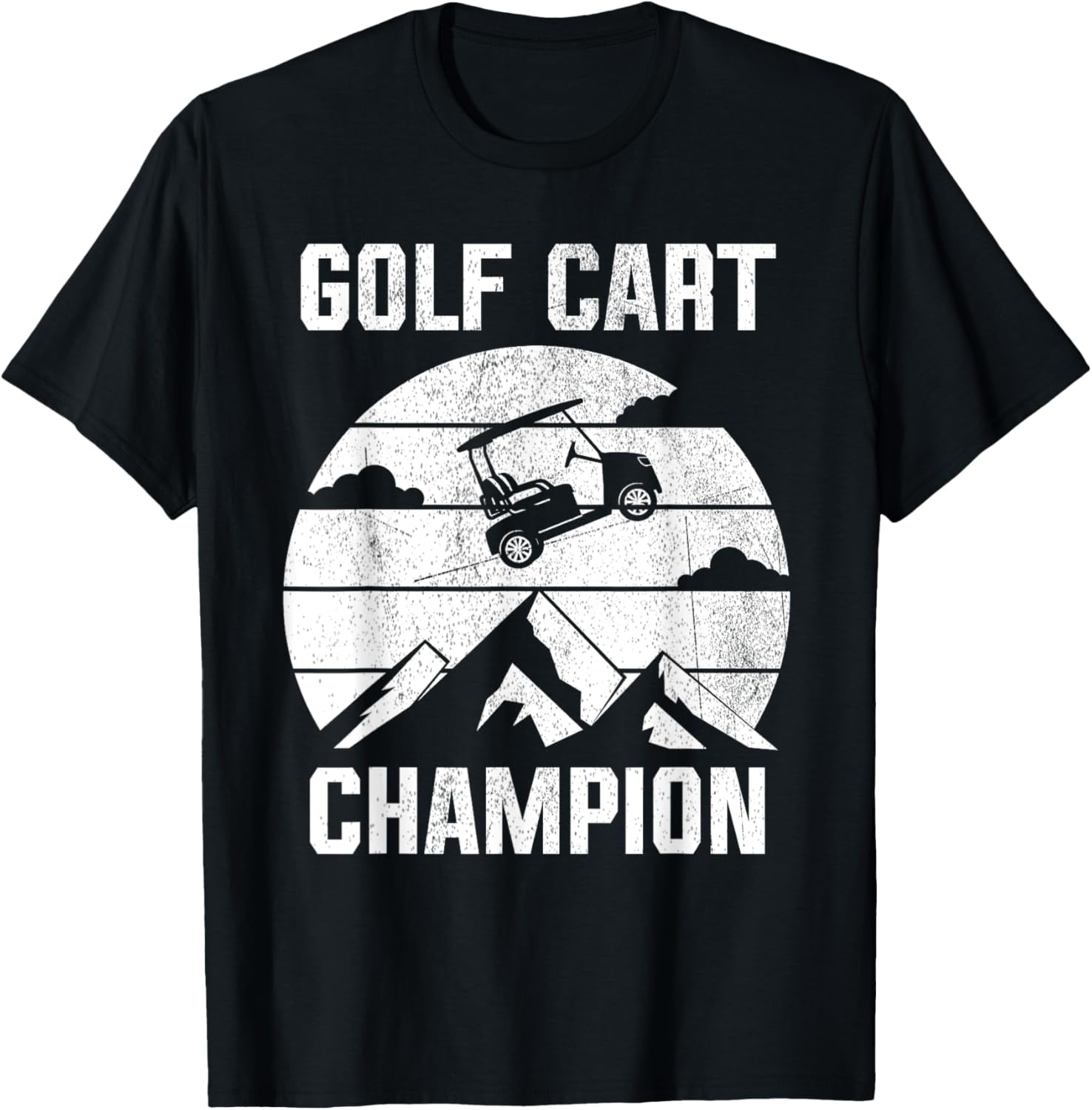 Funny Golf Cart Champion Retro Vintage Sunset Flying Cart T-Shirt ...