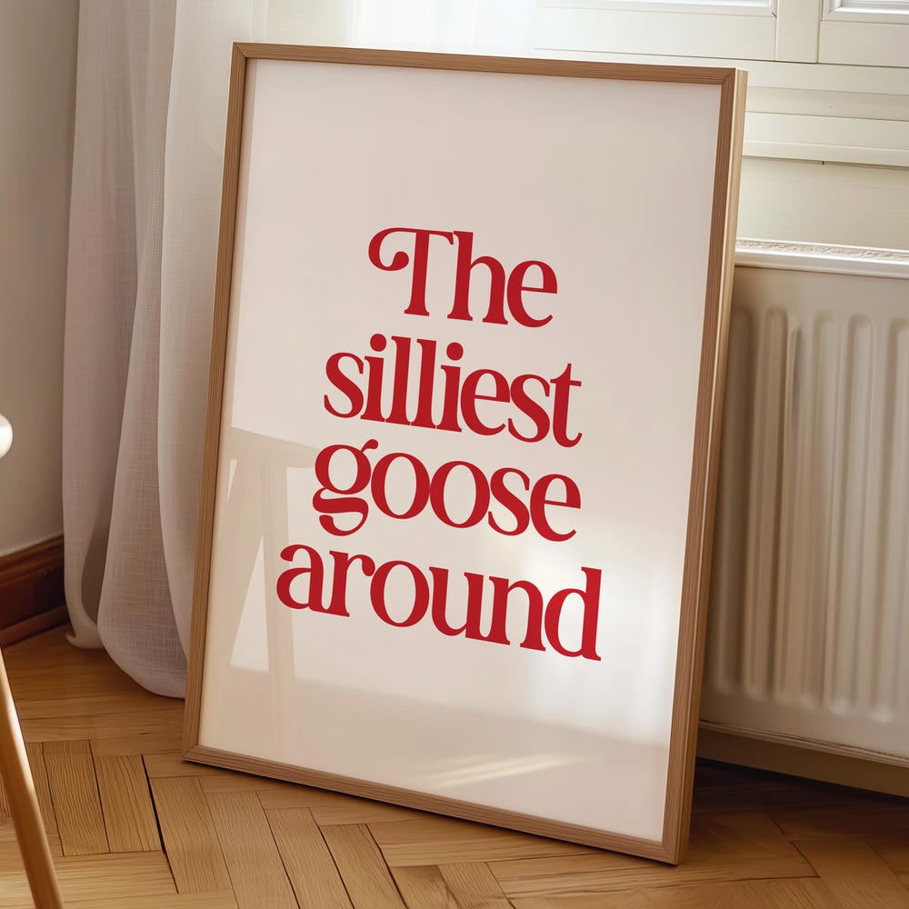 Funny Goose Art Print: Quirky Red Apartment Decor (Poster UNFRAMED ...
