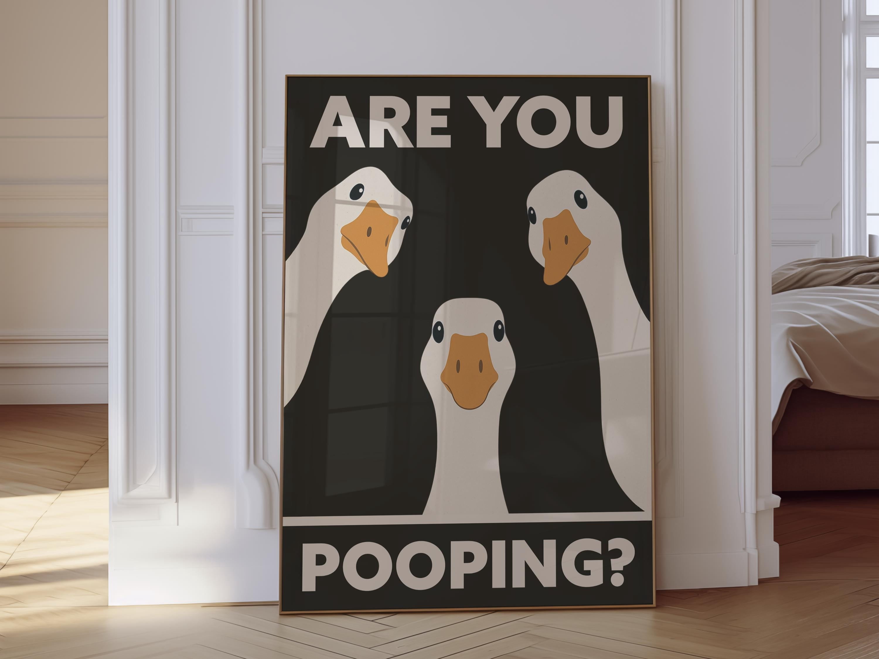 Funny Goose Bathroom Print: "are You Pooping?" Farmhouse Toilet ...