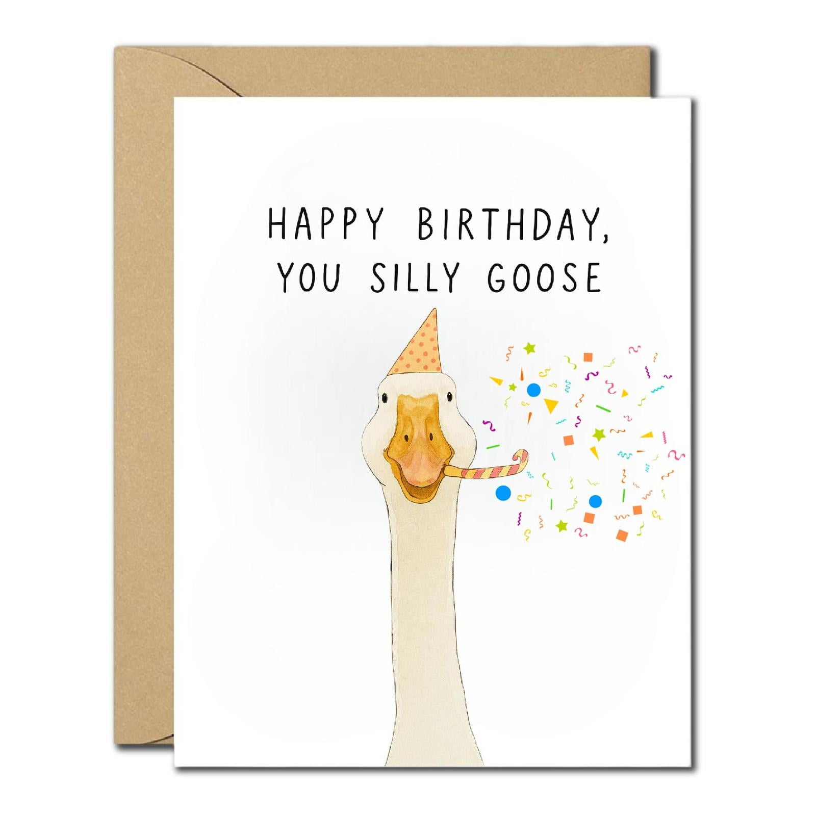 Funny Goose Birthday Card - Happy Birthday You Silly Goose, Quirky ...