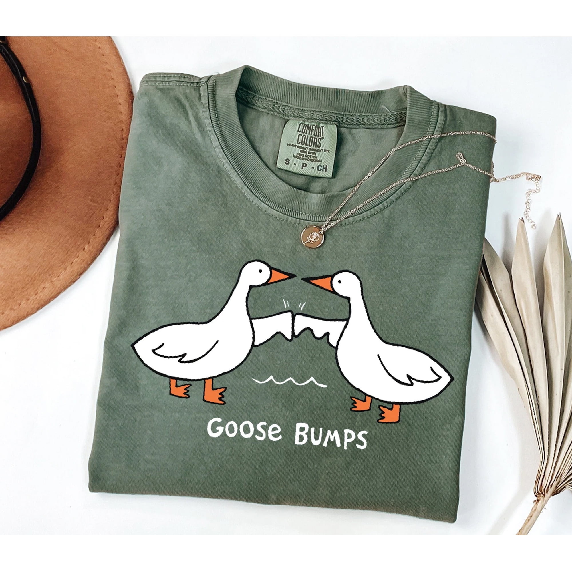 Funny Goose Bumps T-Shirt – Cute Pun Tee with Fist Bumping Geese ...