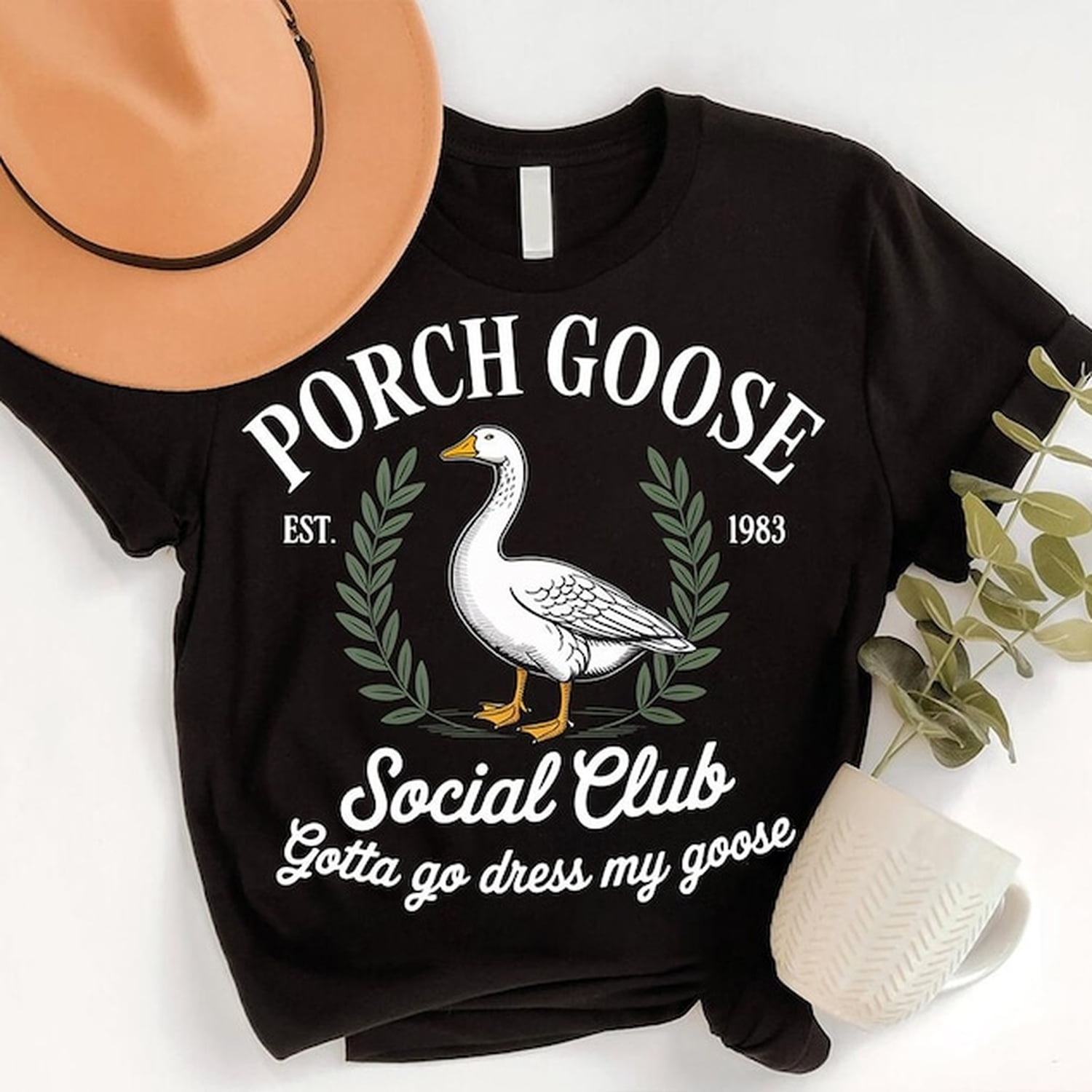 Funny Goose Graphic T1EE Porch Goose S1ocial Club S1Hirt - Walmart.com