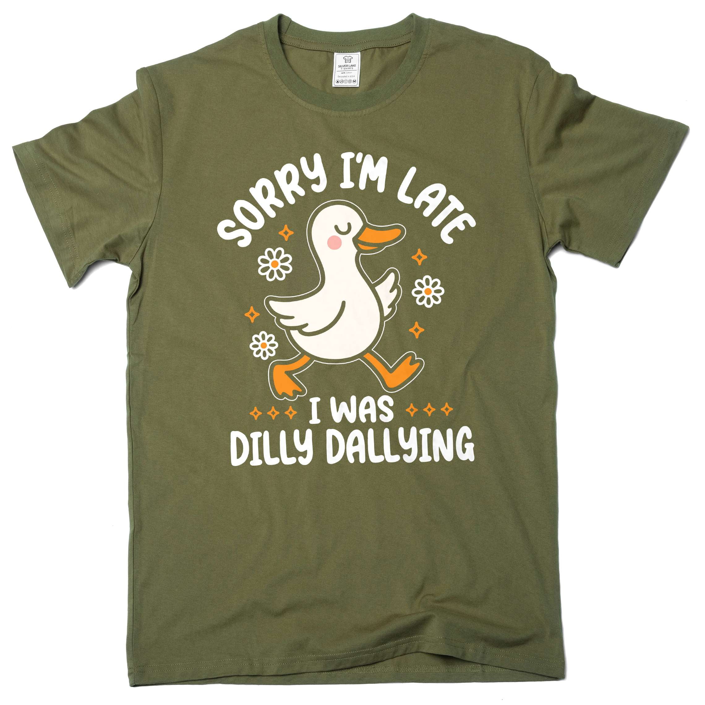 Funny Goose dilly dallying T-shirt Sorry I am late Women's Unisex humorous Tee shirt (Medium ...