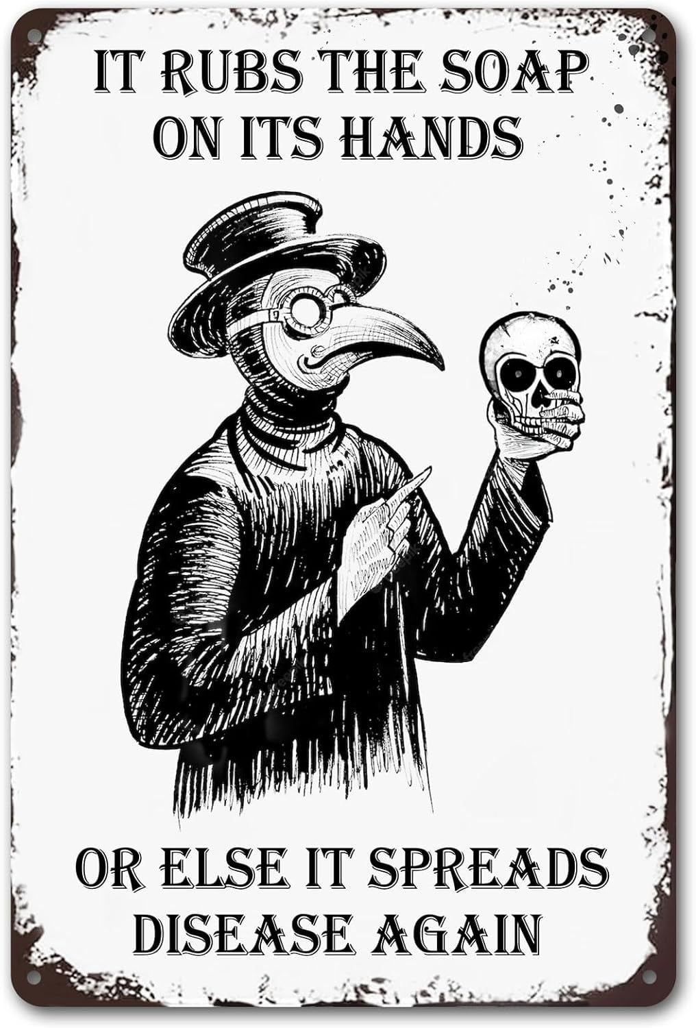 Funny Gothic Bathroom Sign Goth Bathroom Wall Decor - Wash Your Hands ...