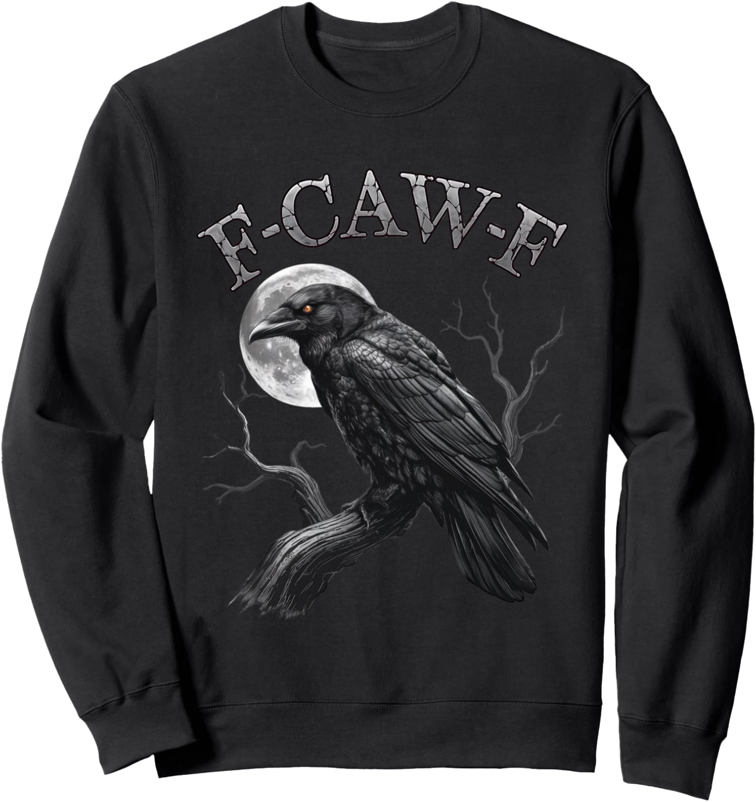 Funny Gothic Black Crow F Caw F Design with Moon Cool Bird Humor for ...