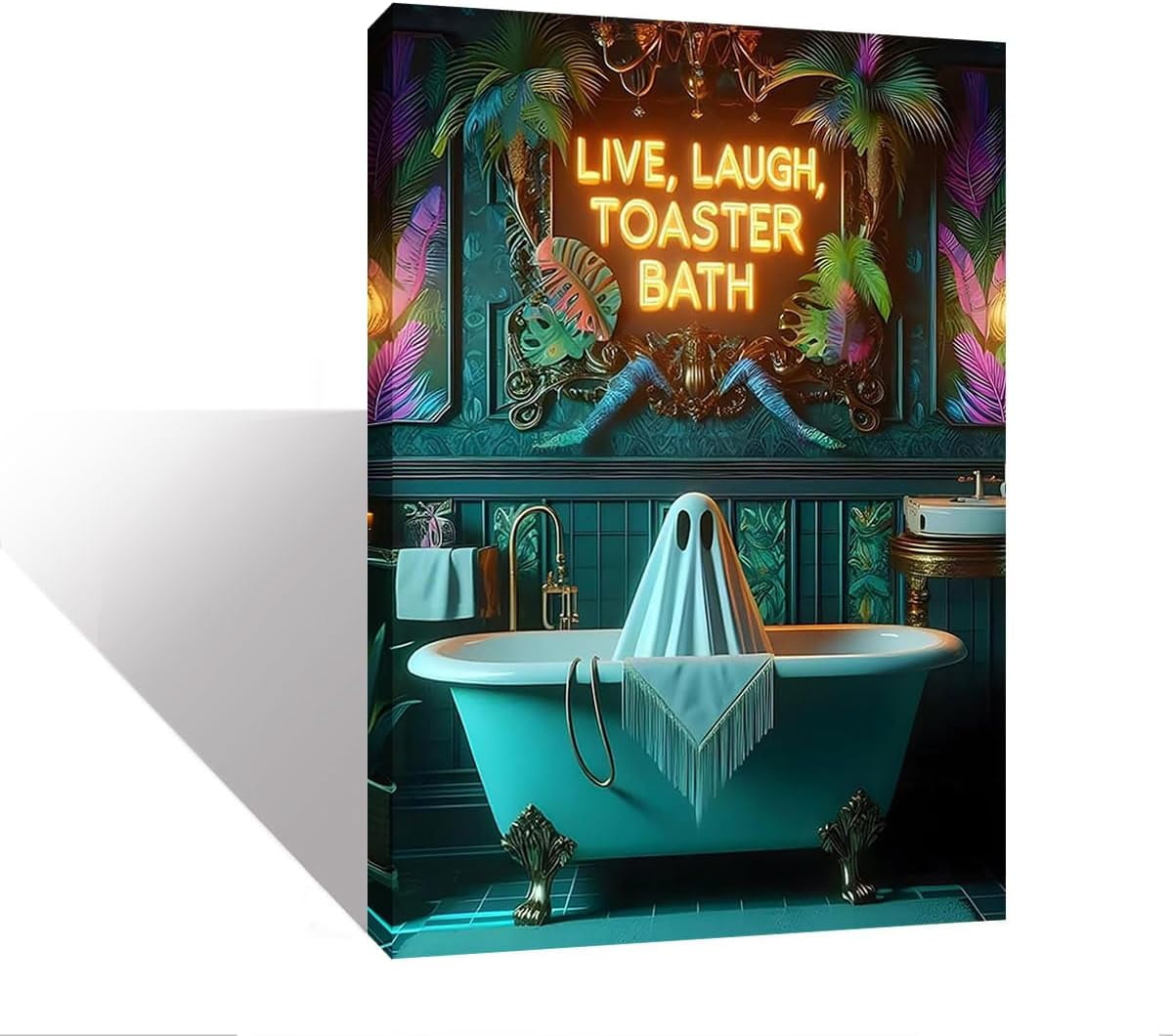 Funny Gothic Ghost Bathtub poster Bath Neon Sign Wall Art Vintage ...