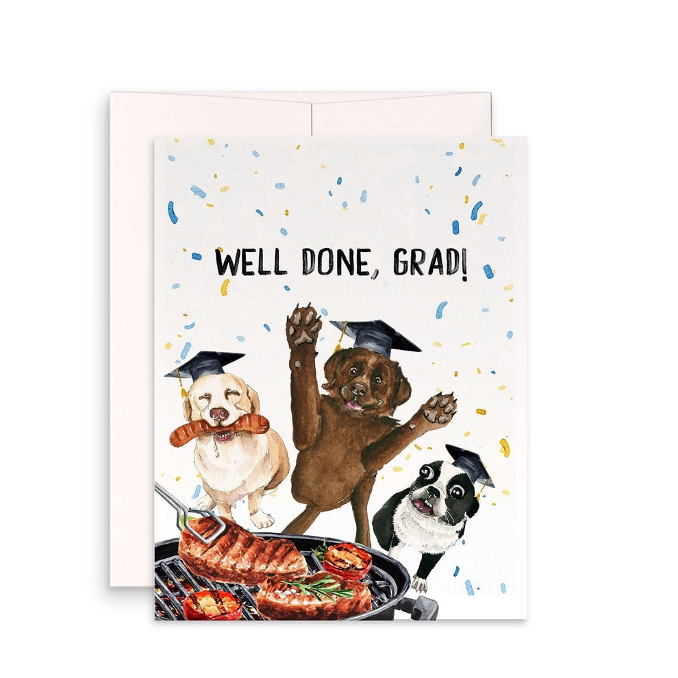Funny Graduation Card with Dogs – “Well Done, Grad!” – Illustrated ...