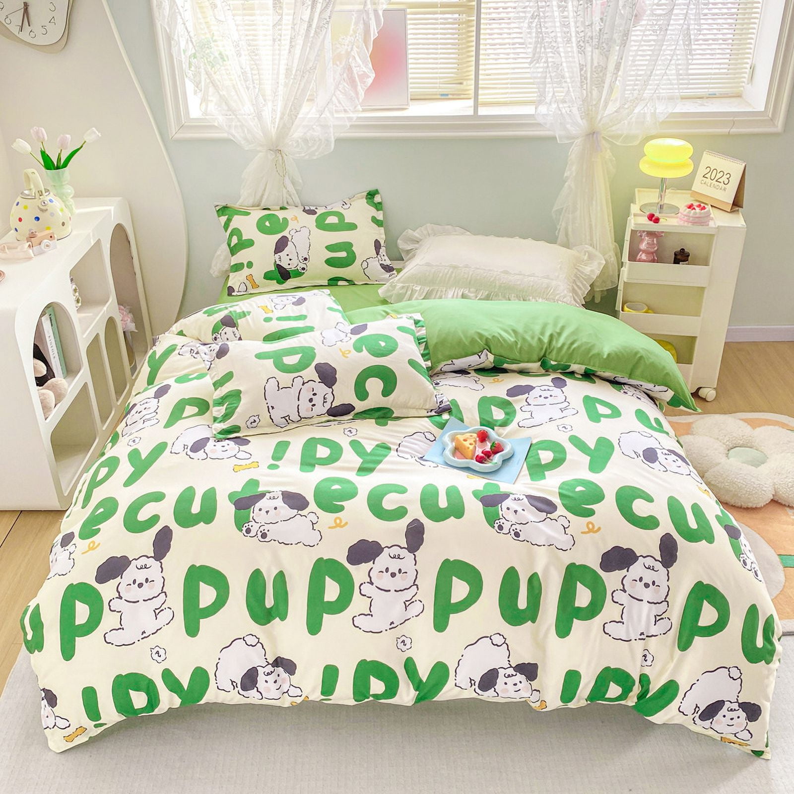 Funny Graffiti Cartoon Bedding Set 3/4pcs Bed Sheet Bed Cover Pillow ...