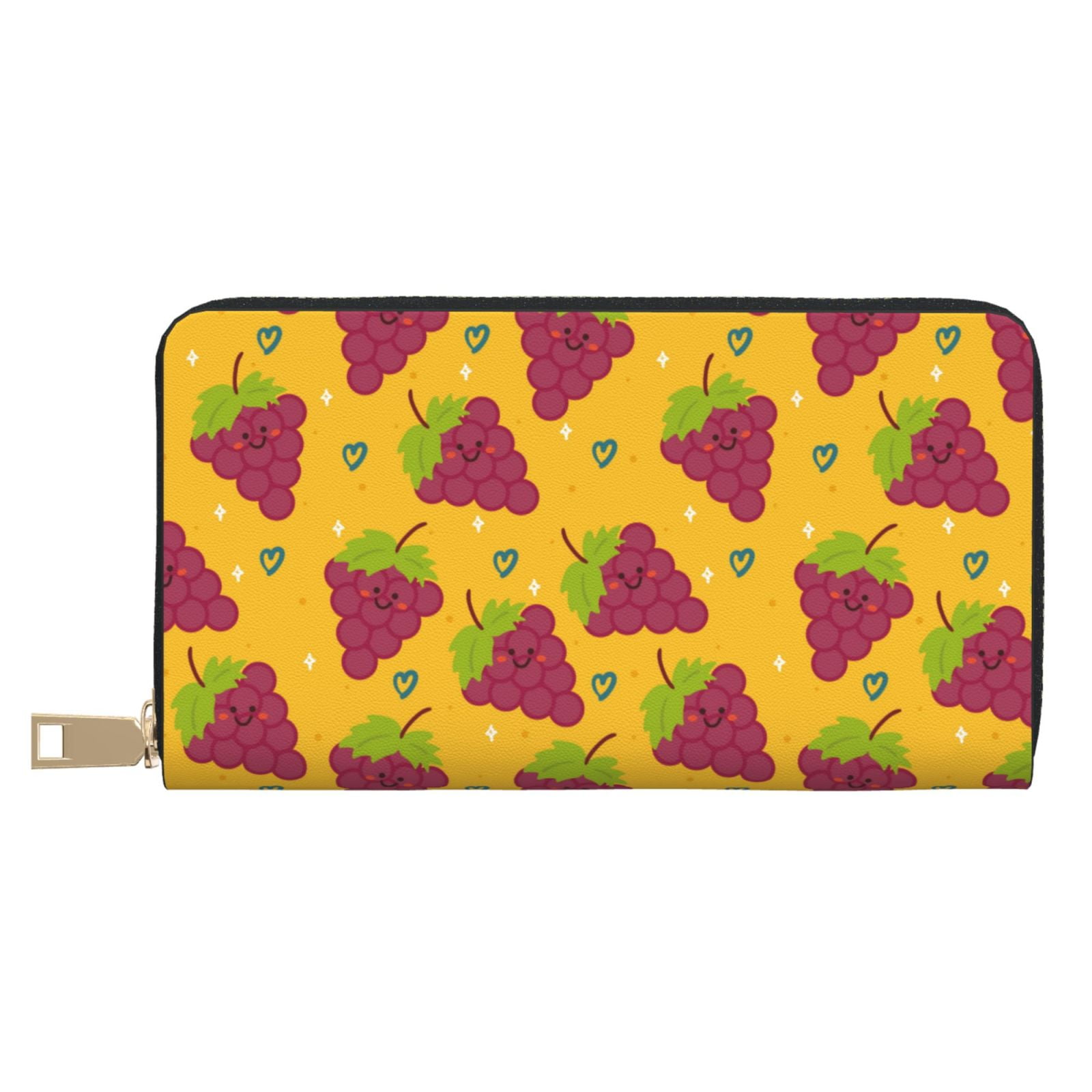 Funny Grape Green Leaves Wallet Women, Leather Bifold Multi Card Wallet ...