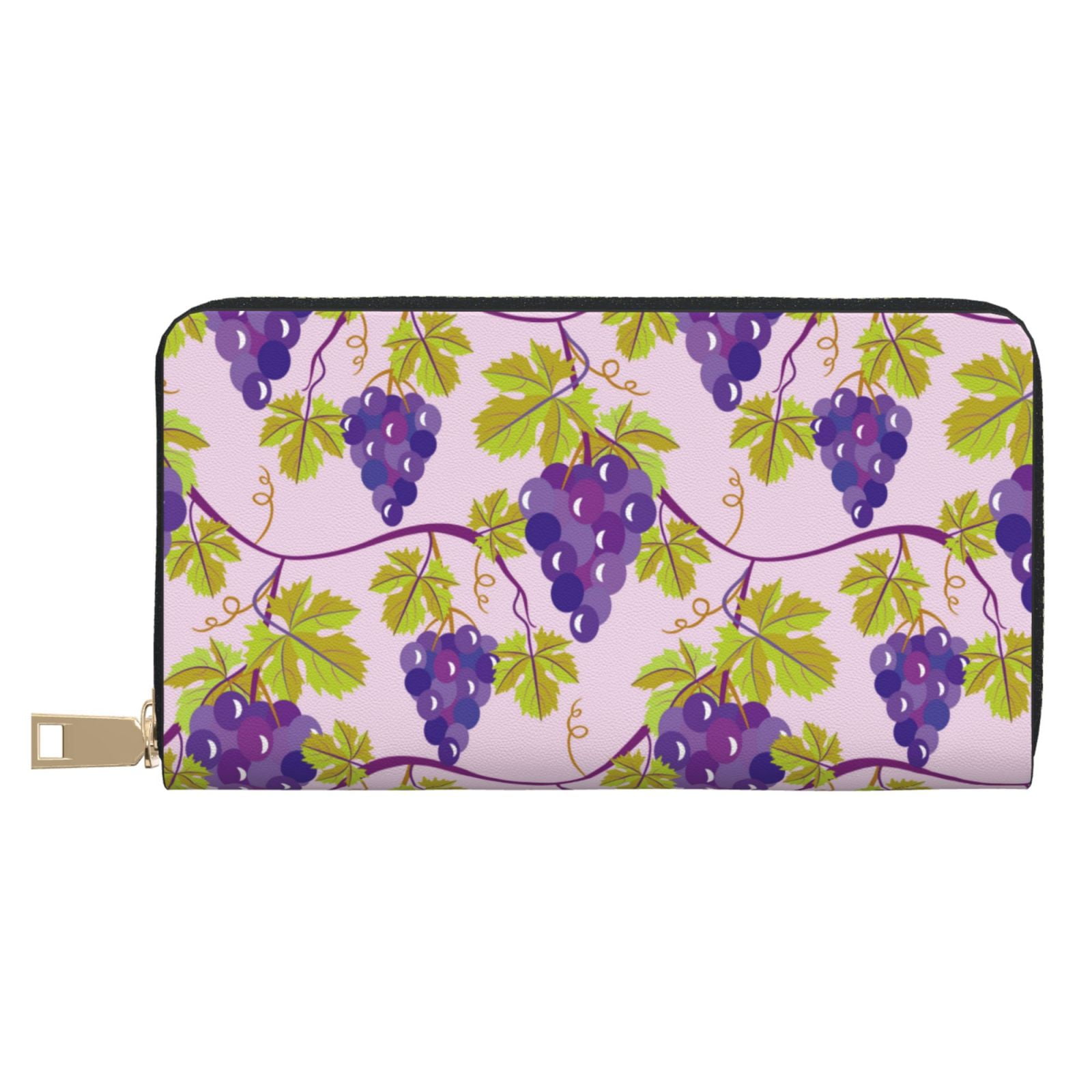 Funny Grape Yellow Leaves Wallet Women, Leather Bifold Multi Card ...