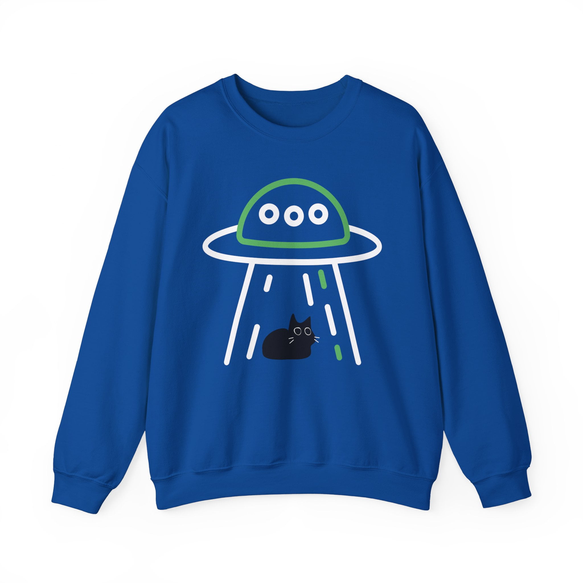 Funny Graphic Cat Knife UFO Alien Abduction Women M Gildan 18000 ...