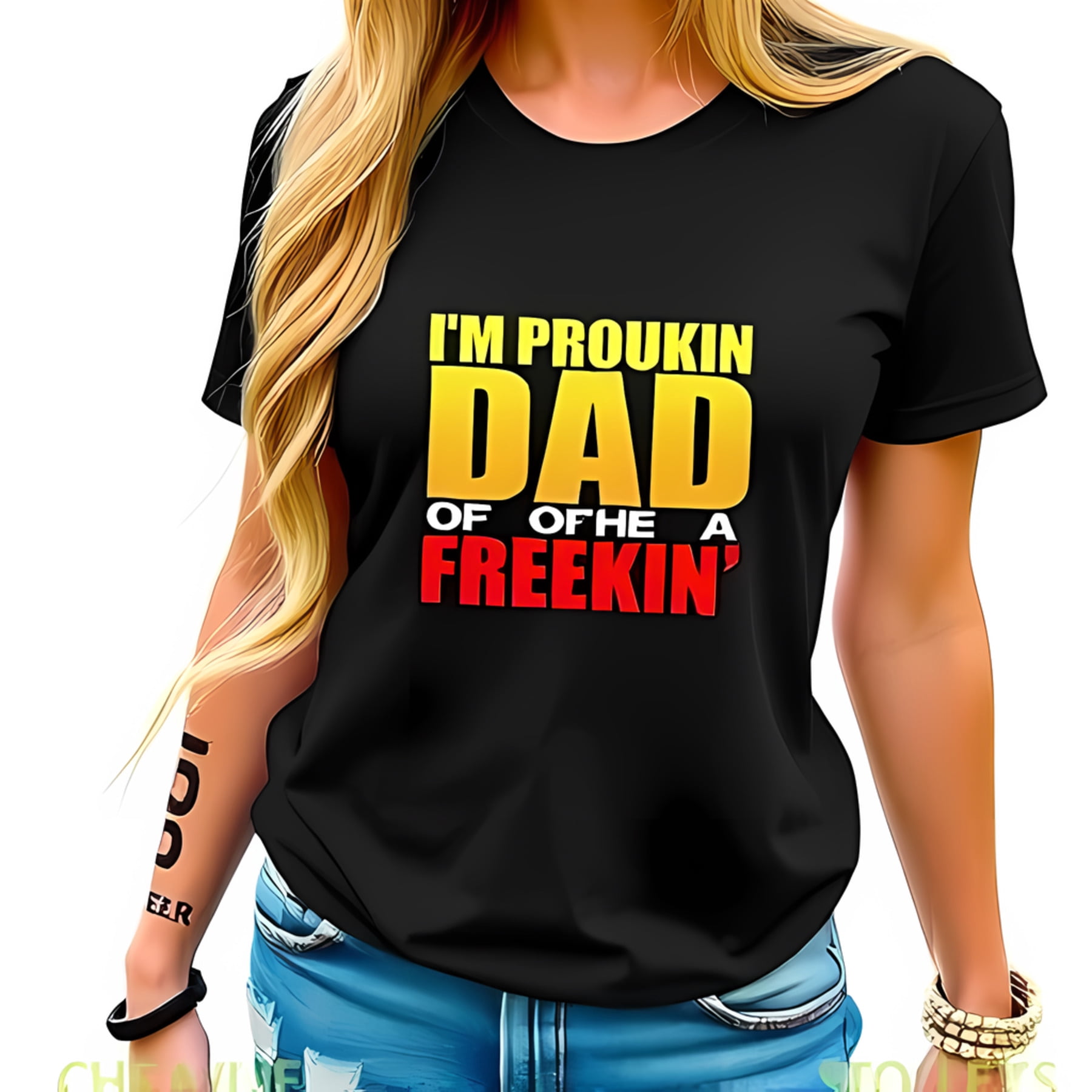 Funny Graphic Cotton Short Sleeve T-Shirt for Dads - Bold 'I'M PROUKIN ...