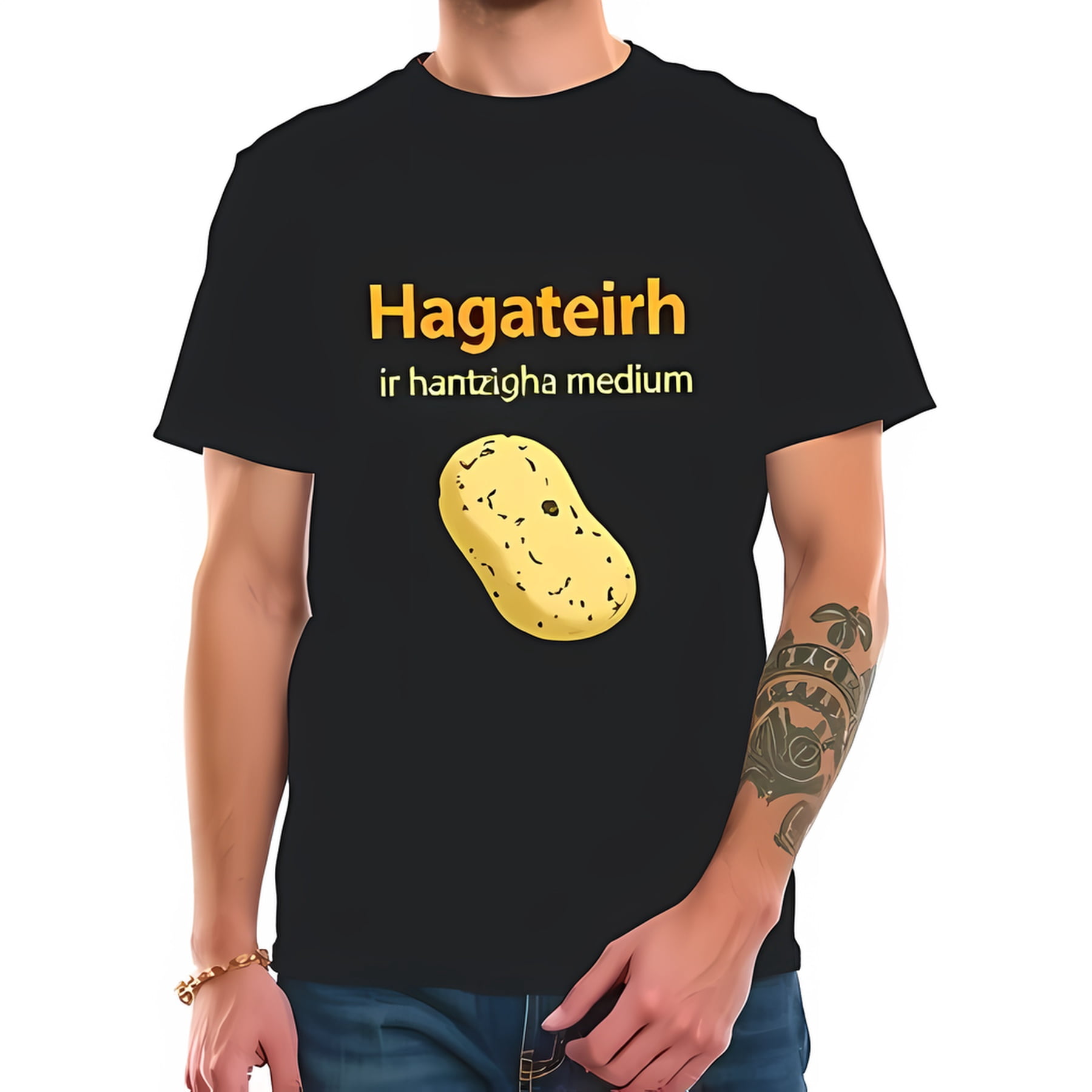 Funny Graphic T-Shirt - Design with 'Hagateirh' & 'ir hantzigha medium ...