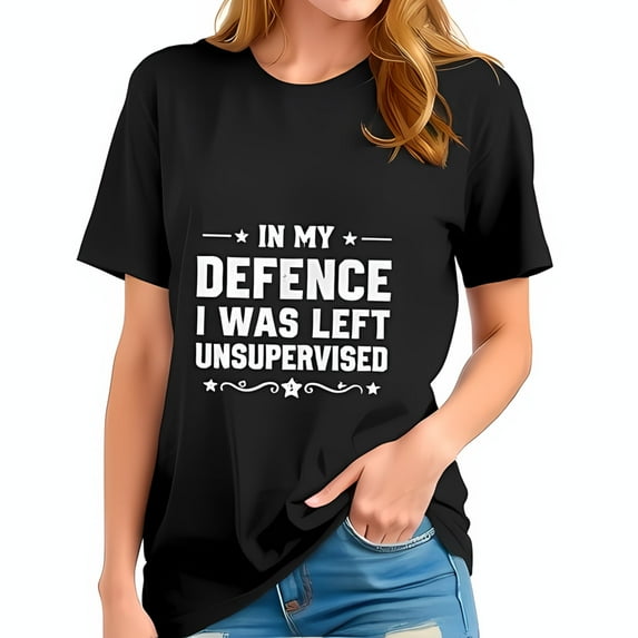 Funny Graphic T-Shirt Short Sleeve Cotton Unsupervised Quote Star ...