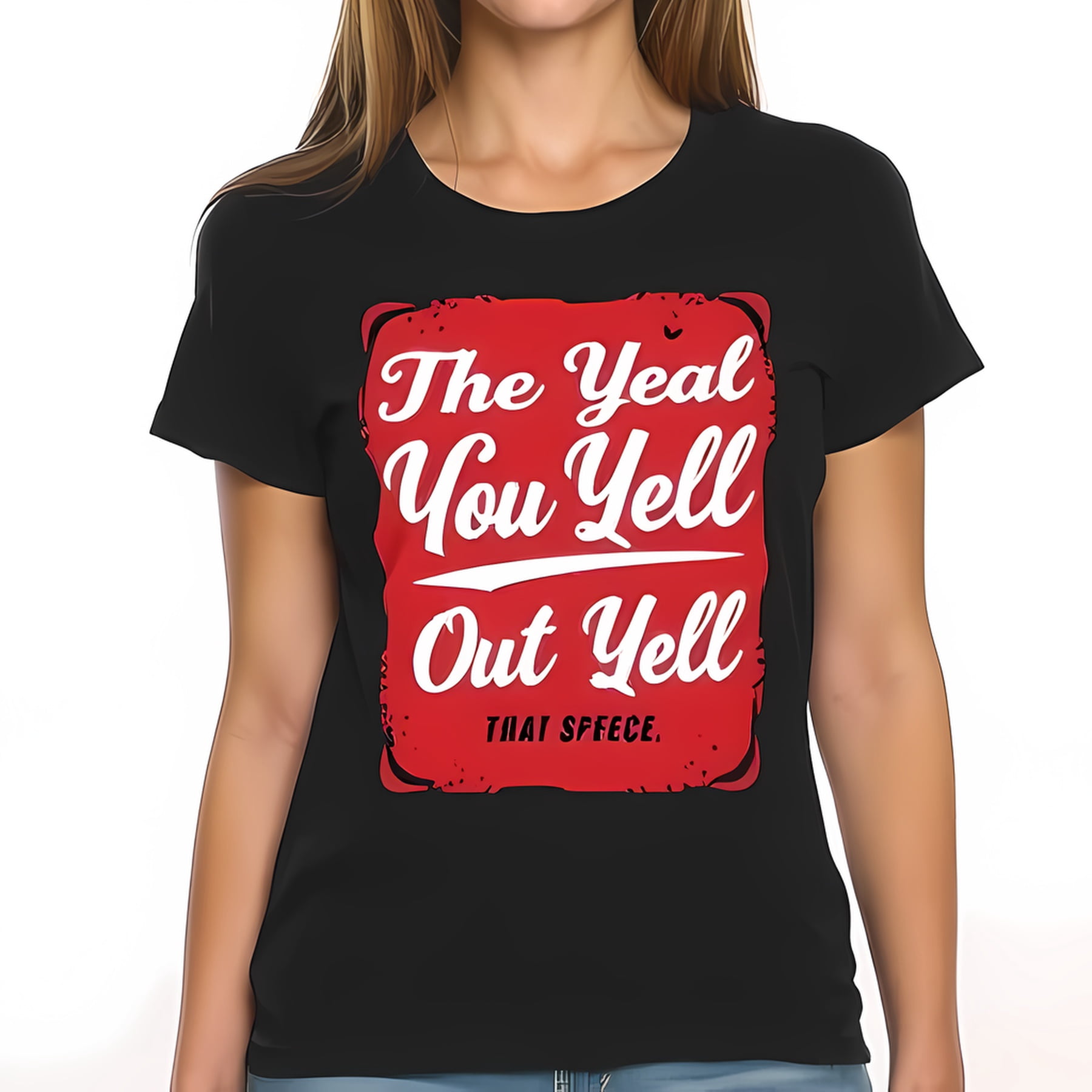Funny Graphic T-Shirt "The Yea You Yell Out Yell" Vintage Style Red ...