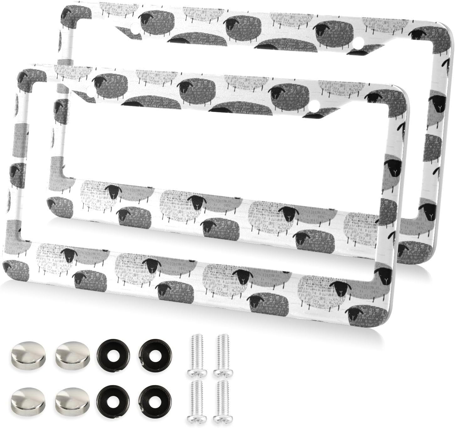 Plate Frame With Caps 4 License Plate Screw Covers / Caps With Metric ...