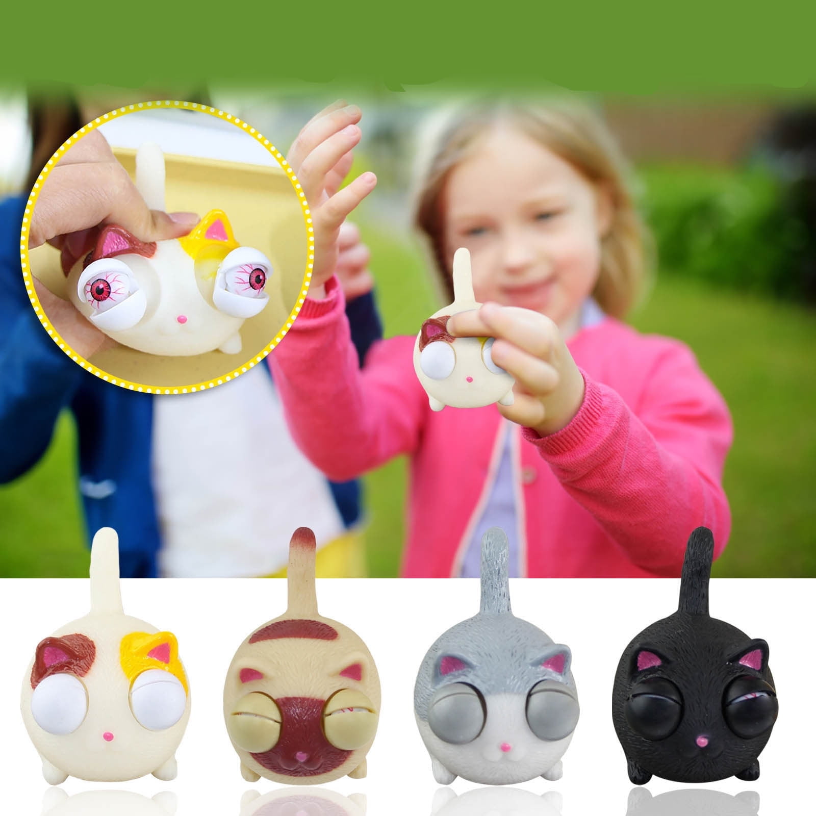 Funny Green Eye Bouncing Worm Pinch Toy - 8x5cm Portable Sensory Stress ...