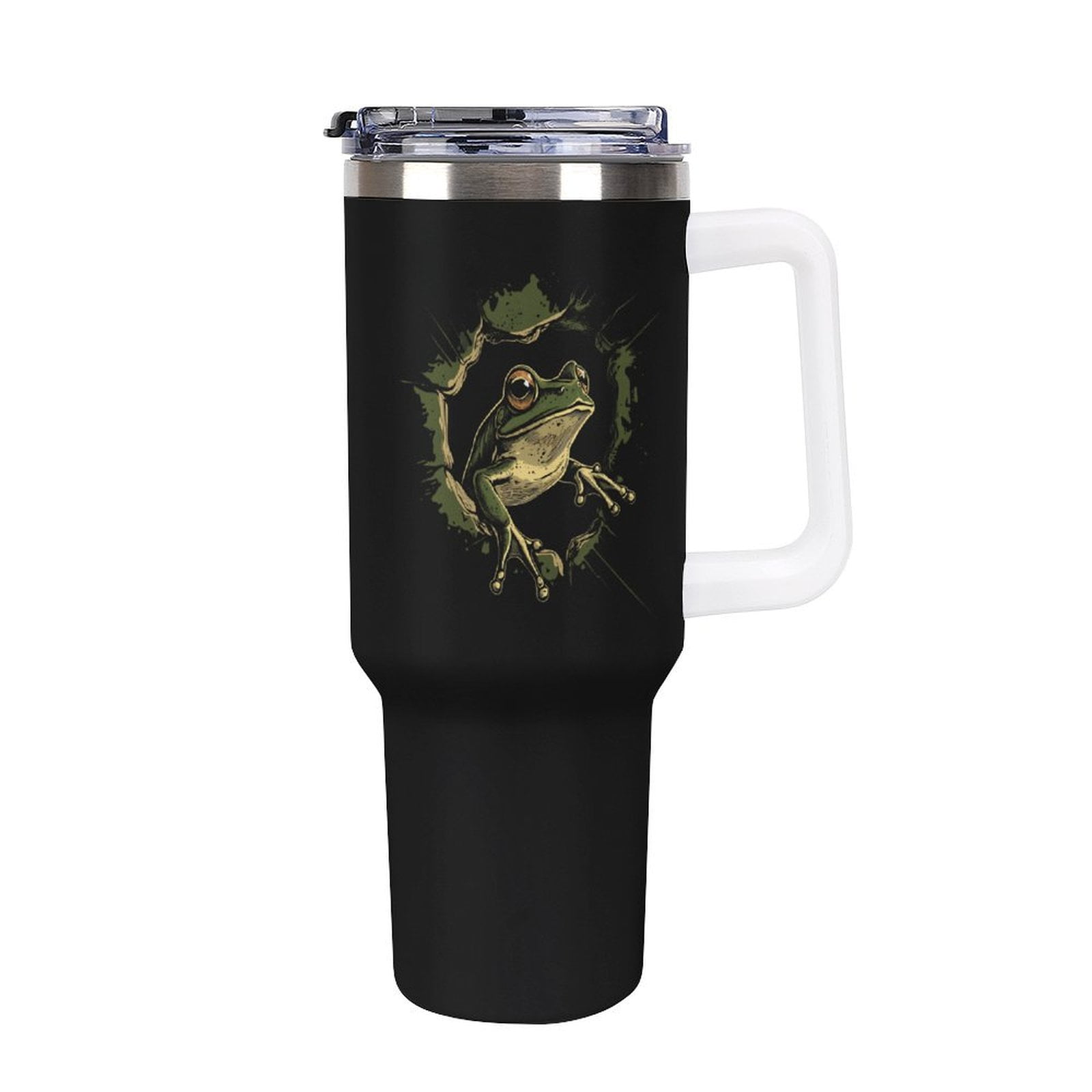 Funny Green Frog Emerges From A Hole 40 oz Tumbler with Handle and ...