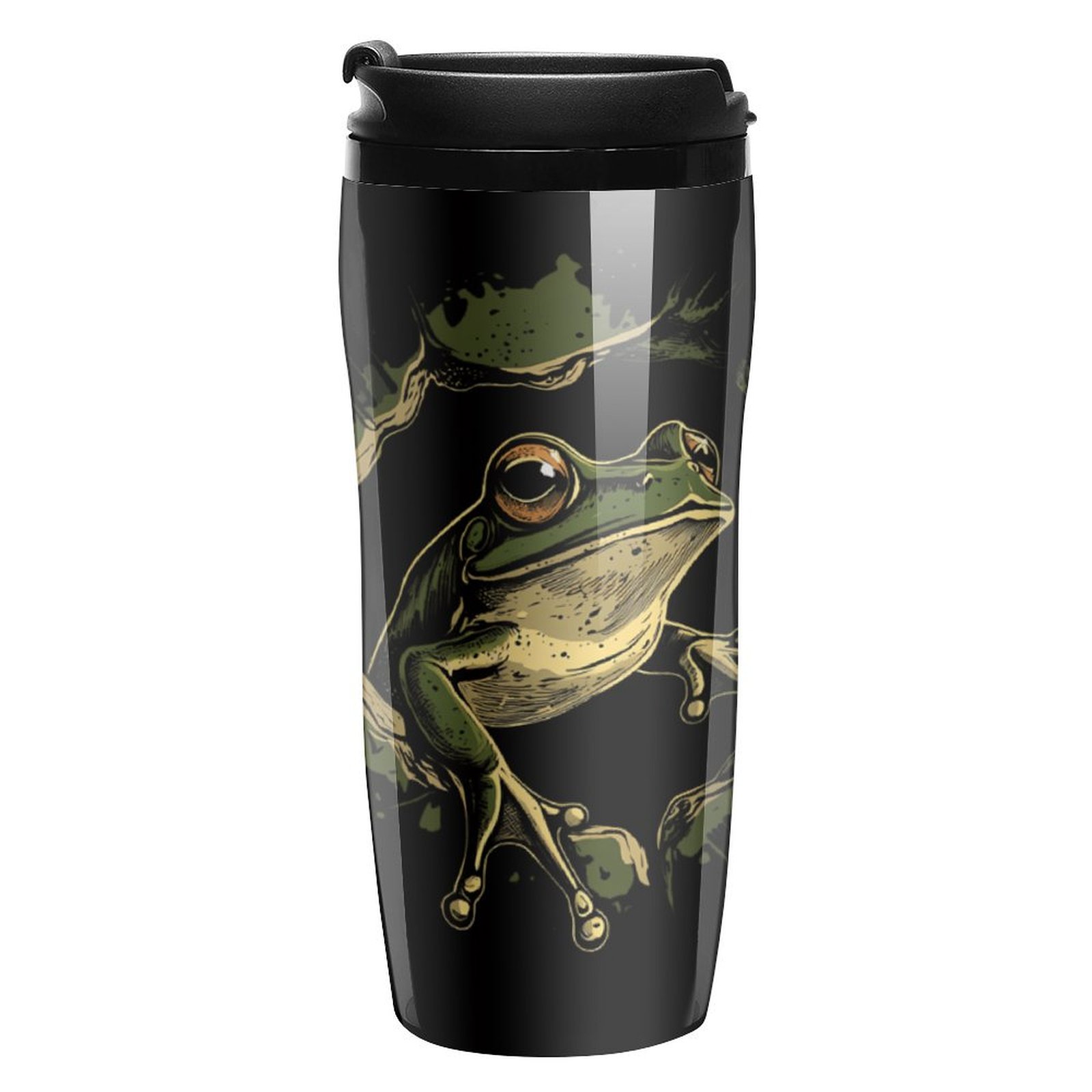 Funny Green Frog Emerges From A Hole Travel Coffee Tumbler Reusable Cup ...