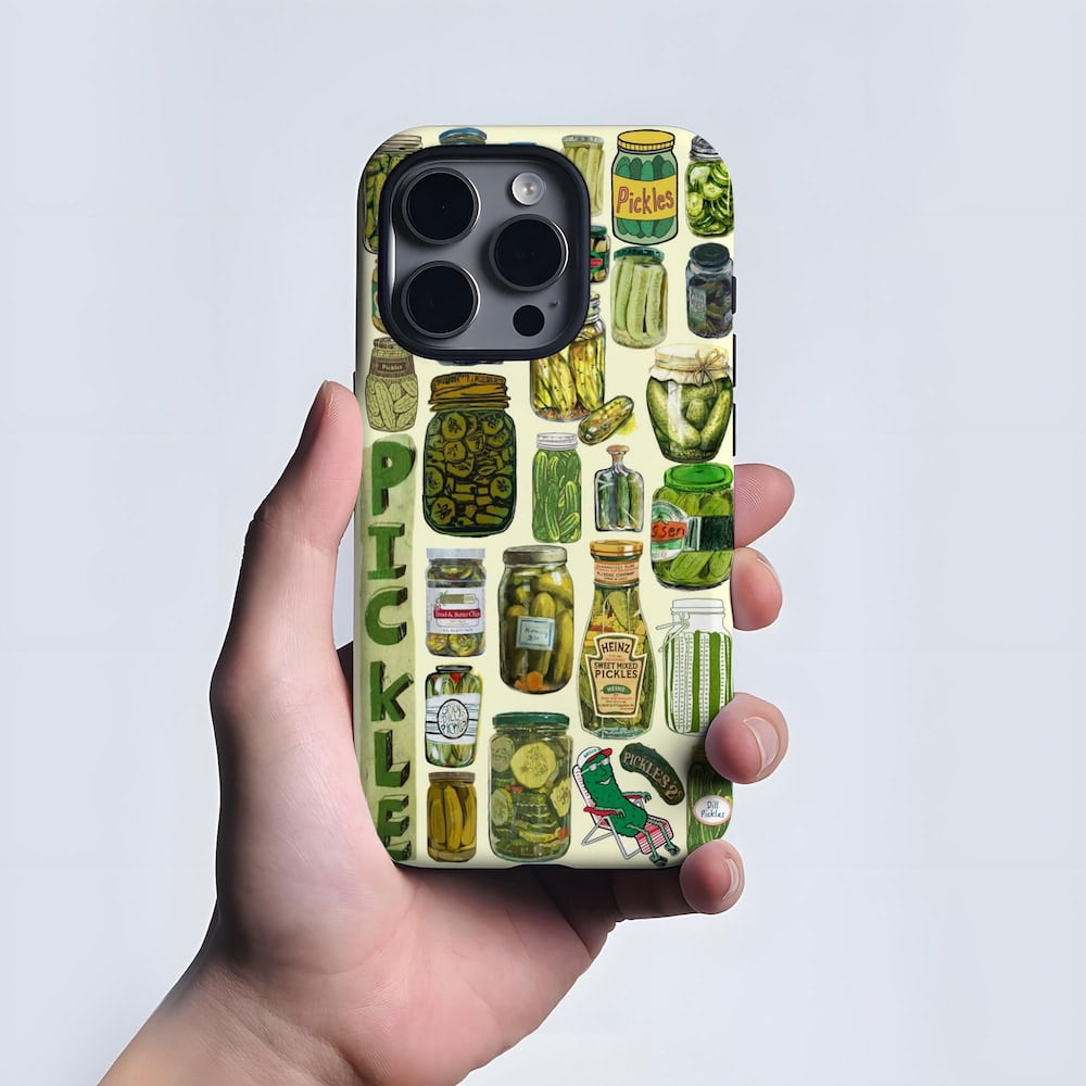 Funny Green Pickle Collage Artwork Protective and Compatible iPhone 11 ...