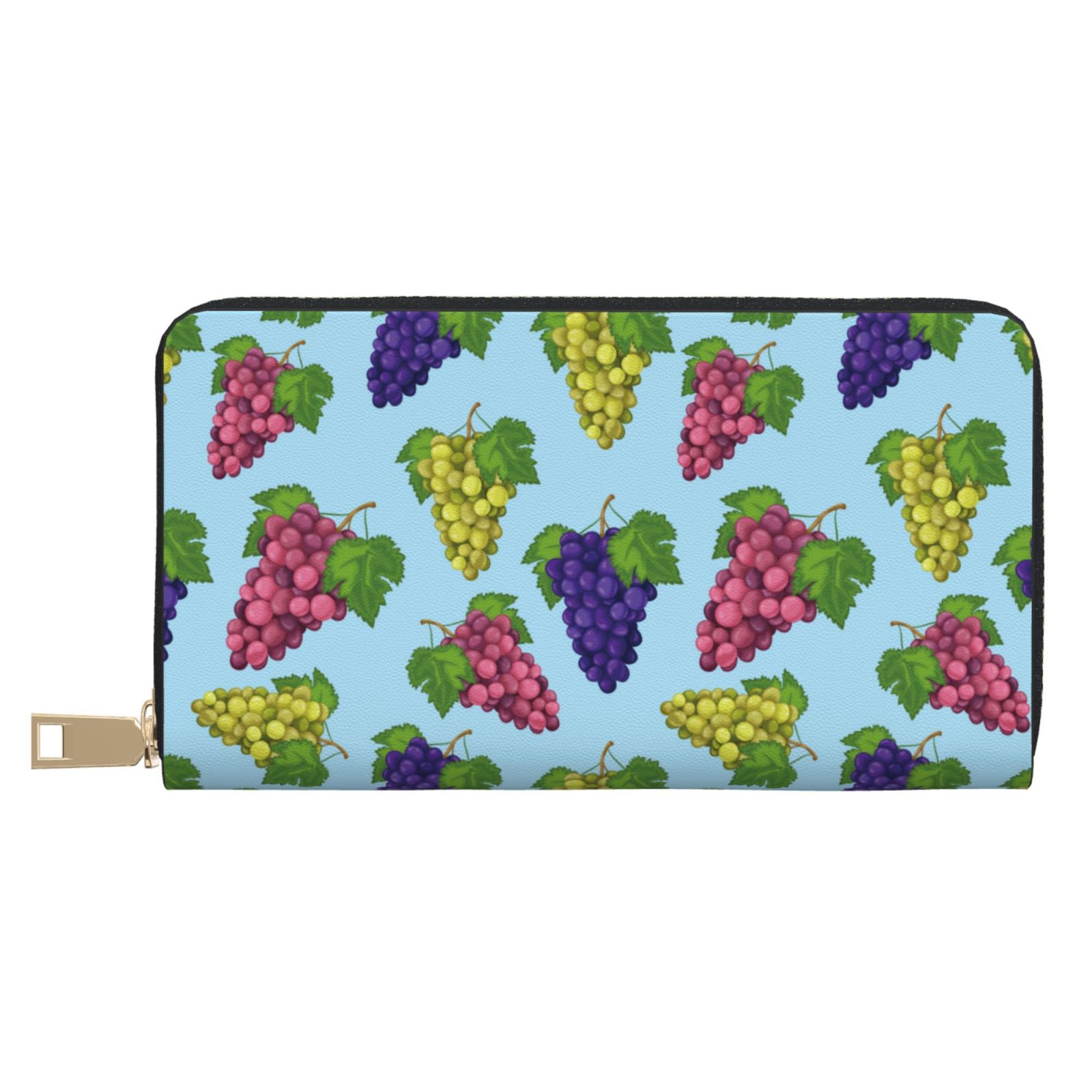 Funny Green Purple Grape Wallet Women, Leather Bifold Multi Card Wallet ...