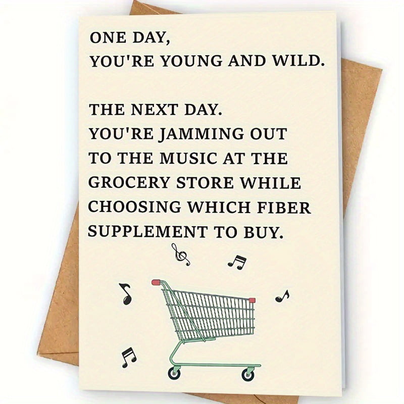 Funny Greeting Card - "Young and Wild" Grocery Shopping Humor - Blank ...
