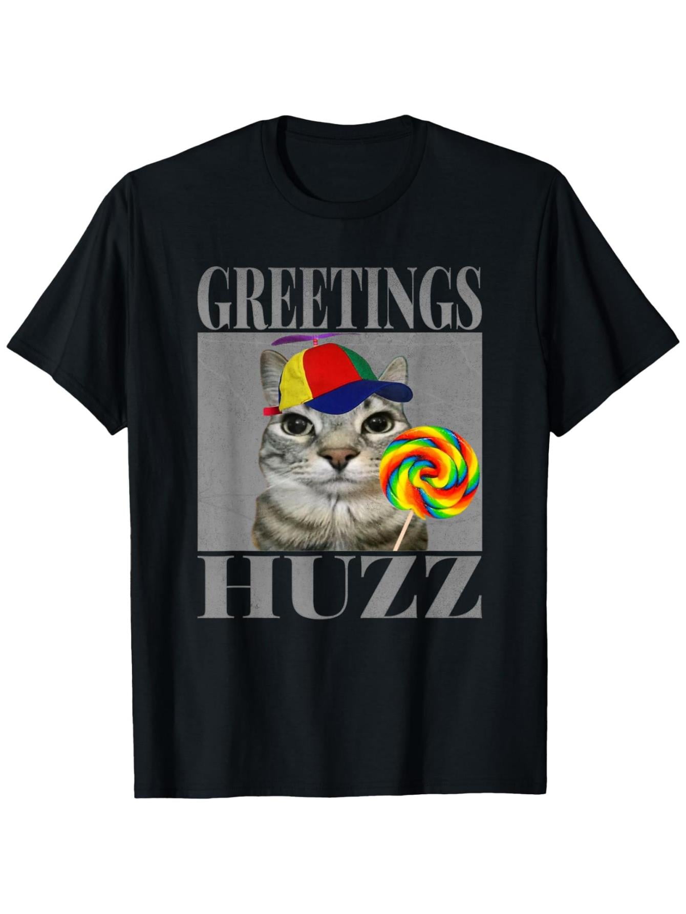 Funny Greetings Huzz Funny Gen Z Slang Silly Cat Meme T-Shirt ...