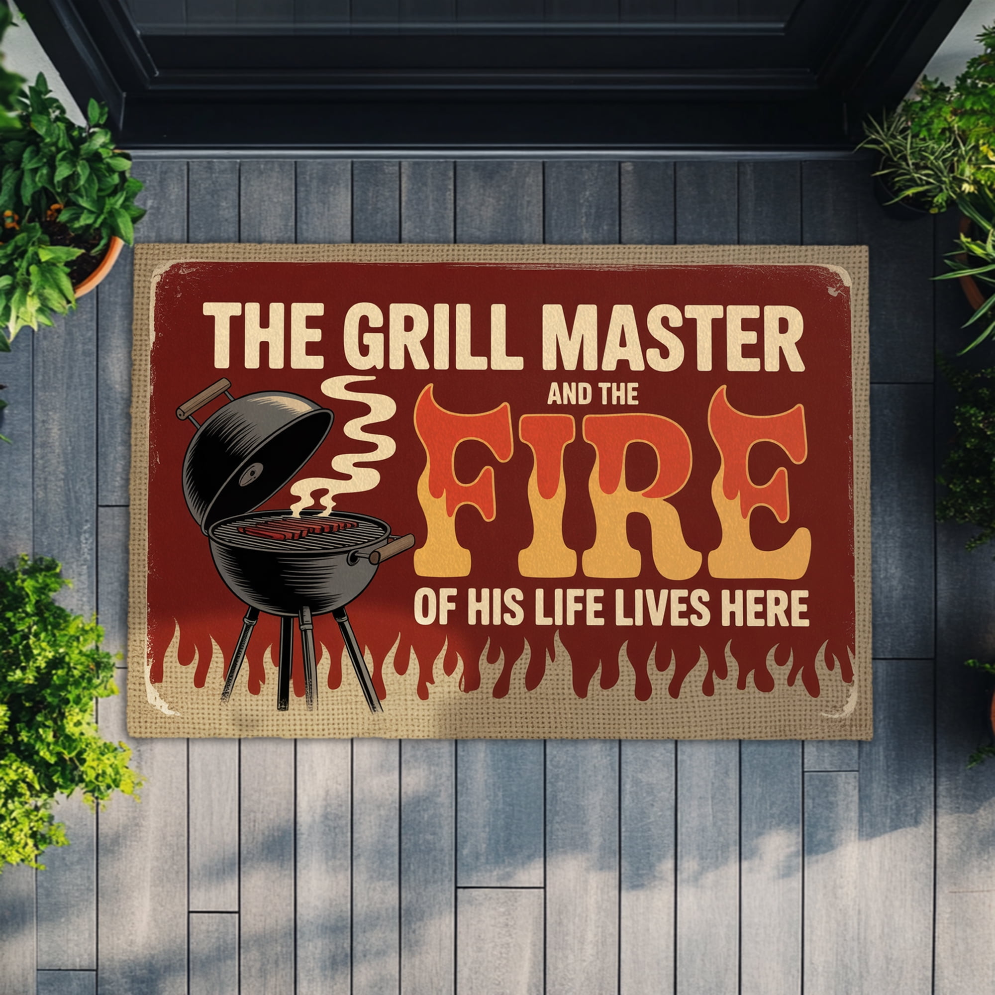Funny Grill Master Doormat – BBQ Welcome Mat for Outdoor Kitchen, Patio ...