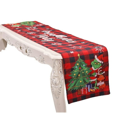 Grinch Green and Black Buffalo Plaid Christmas Table Runner Merry ...