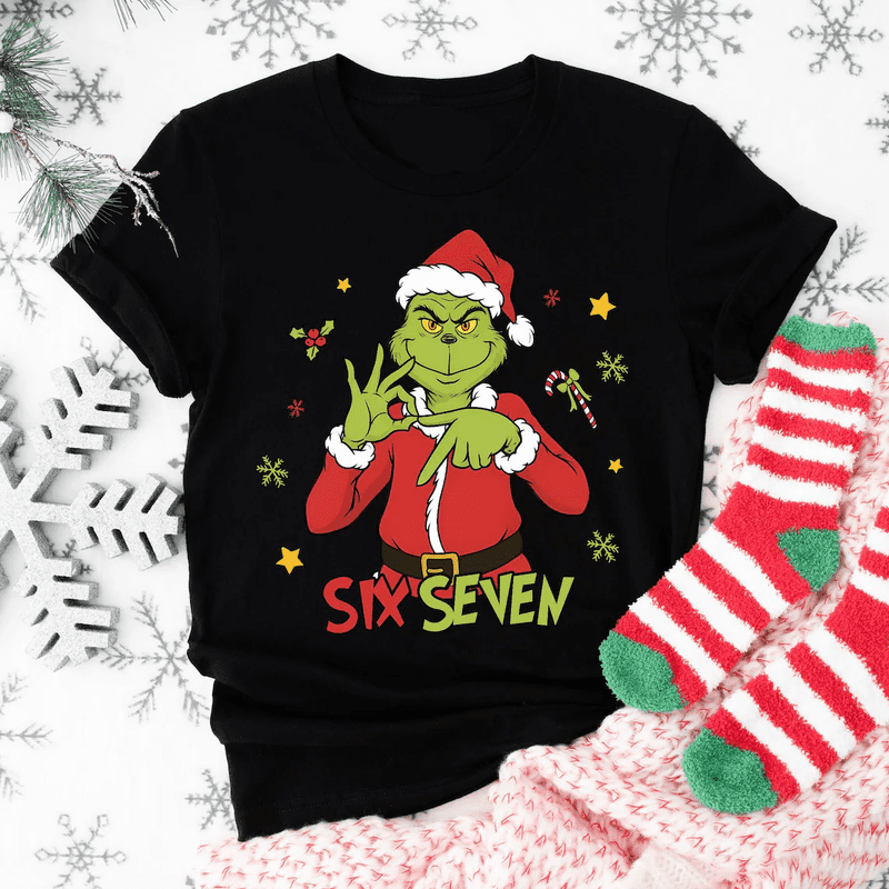 Funny Grinchmas Six Seven T-Shirt, Matching Holiday Meme Tee, Trendy ...