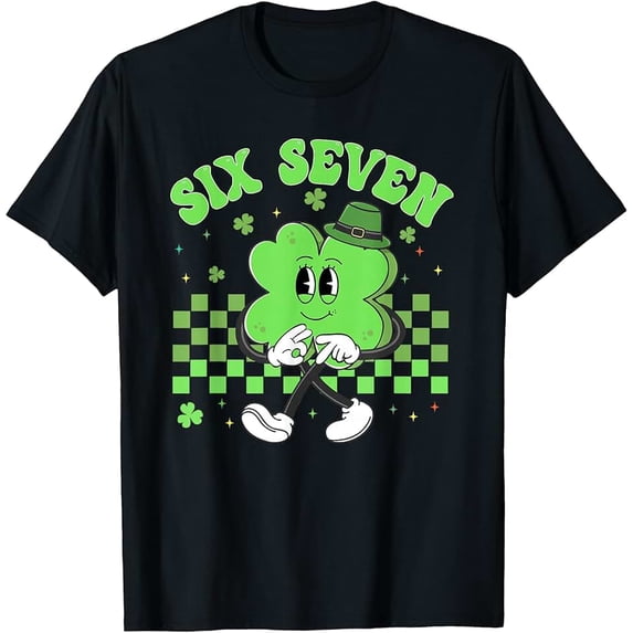 Funny Groovy Shamrock Six Seven Graphic for Unisex St Patrick's Day Tee ...