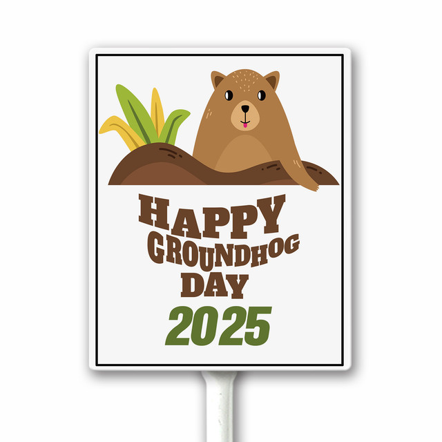 Funny Groundhog Day Decor Sign Metal Yard Sign for Outdoor Decor Happy ...