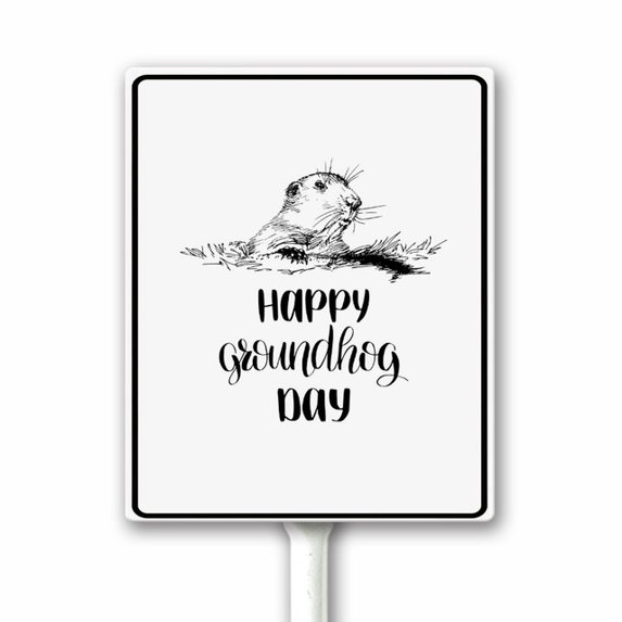 Funny Groundhog Day Decor Sign Metal Yard Sign for Outdoor Decor Happy ...