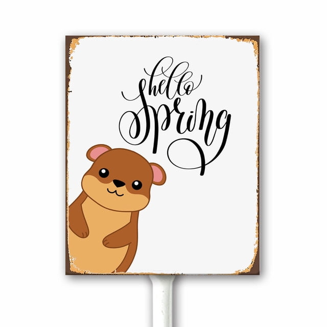 Funny Groundhog Day Decor Sign Metal Yard Sign for Outdoor Decor Happy ...