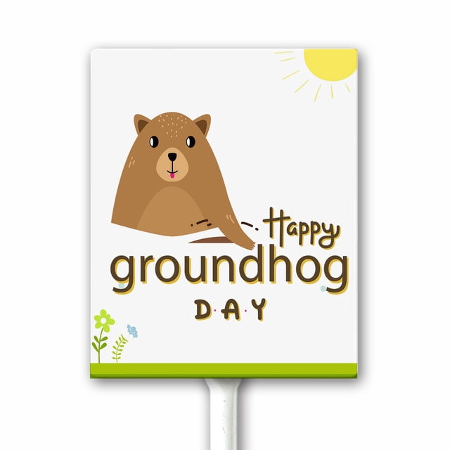 Funny Groundhog Day Decor Sign Metal Yard Sign for Outdoor Decor Happy ...