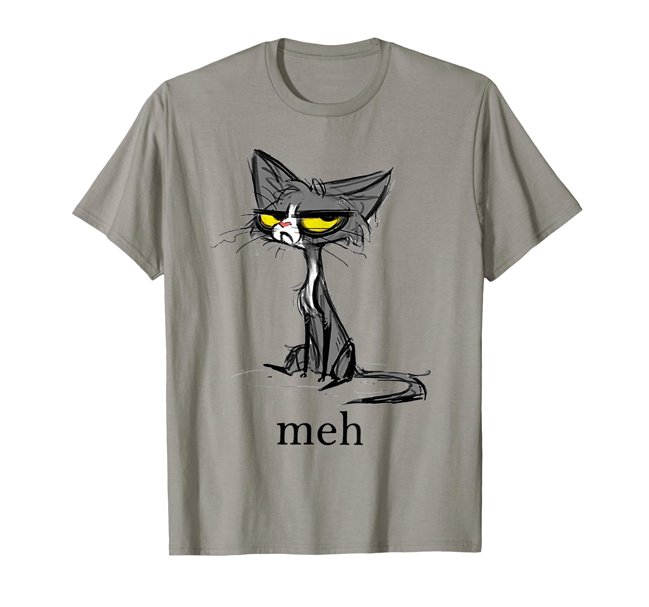 Funny Grumpy Cat Illustration T-Shirt for Cat Lovers, Perfect Gift Idea ...