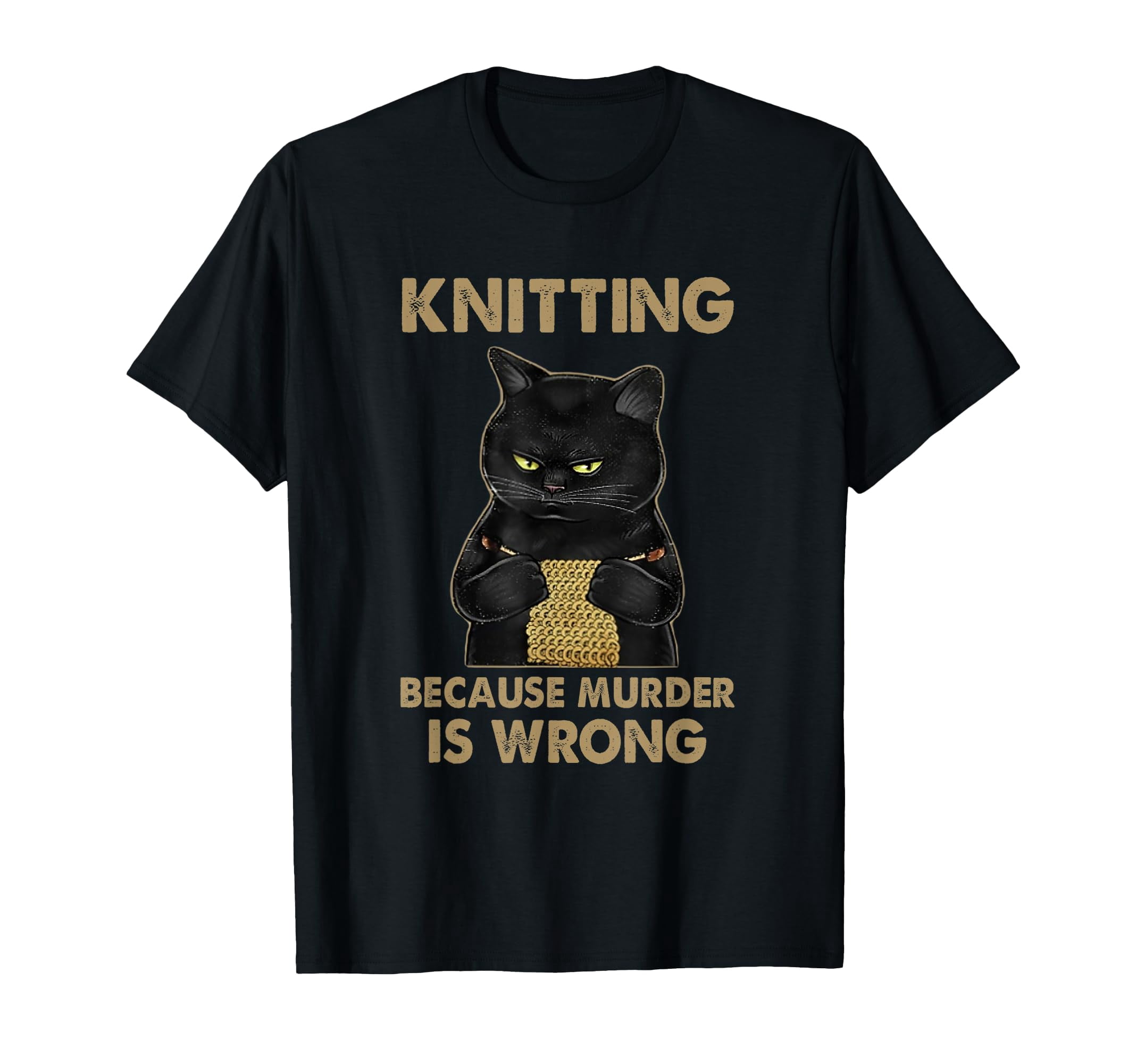 Funny Grumpy Cat Knitting Humor T-Shirt for Crafters - Walmart.com