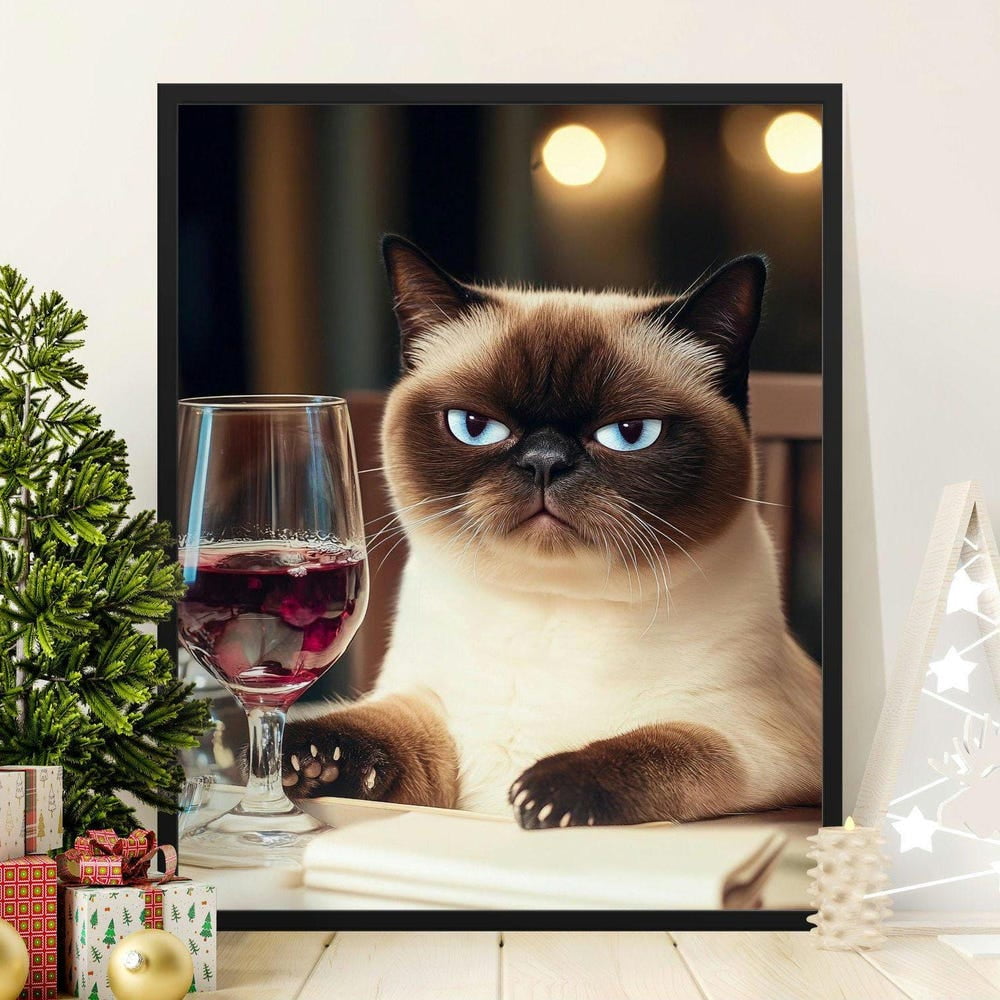 Funny Grumpy Cat Poster, Hum.Orous Wall Art Decor, Unique Cat Lover ...