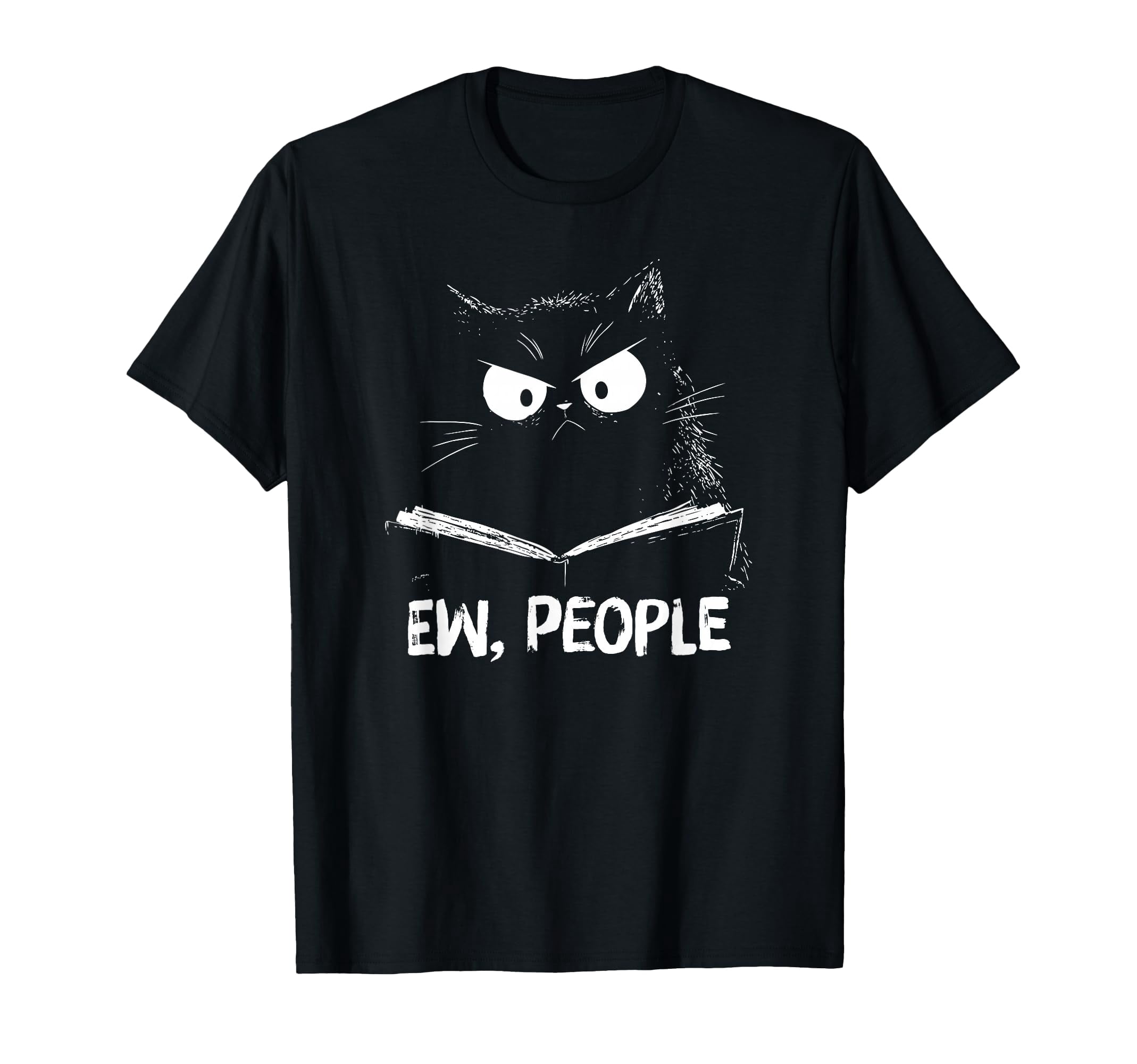 Funny Grumpy Cat Reading Book T-Shirt for Cat Lovers and Bookworms ...