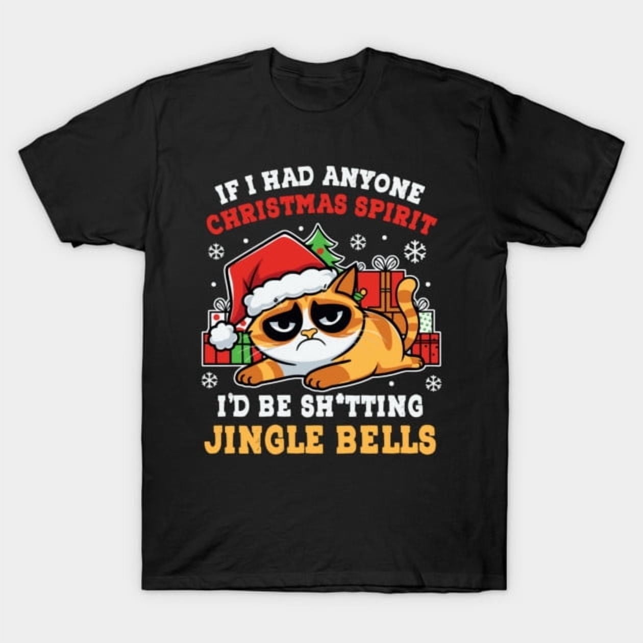 Funny Grumpy Orange Cat Christmas Spirit Quote Holiday Design, H10479 T ...