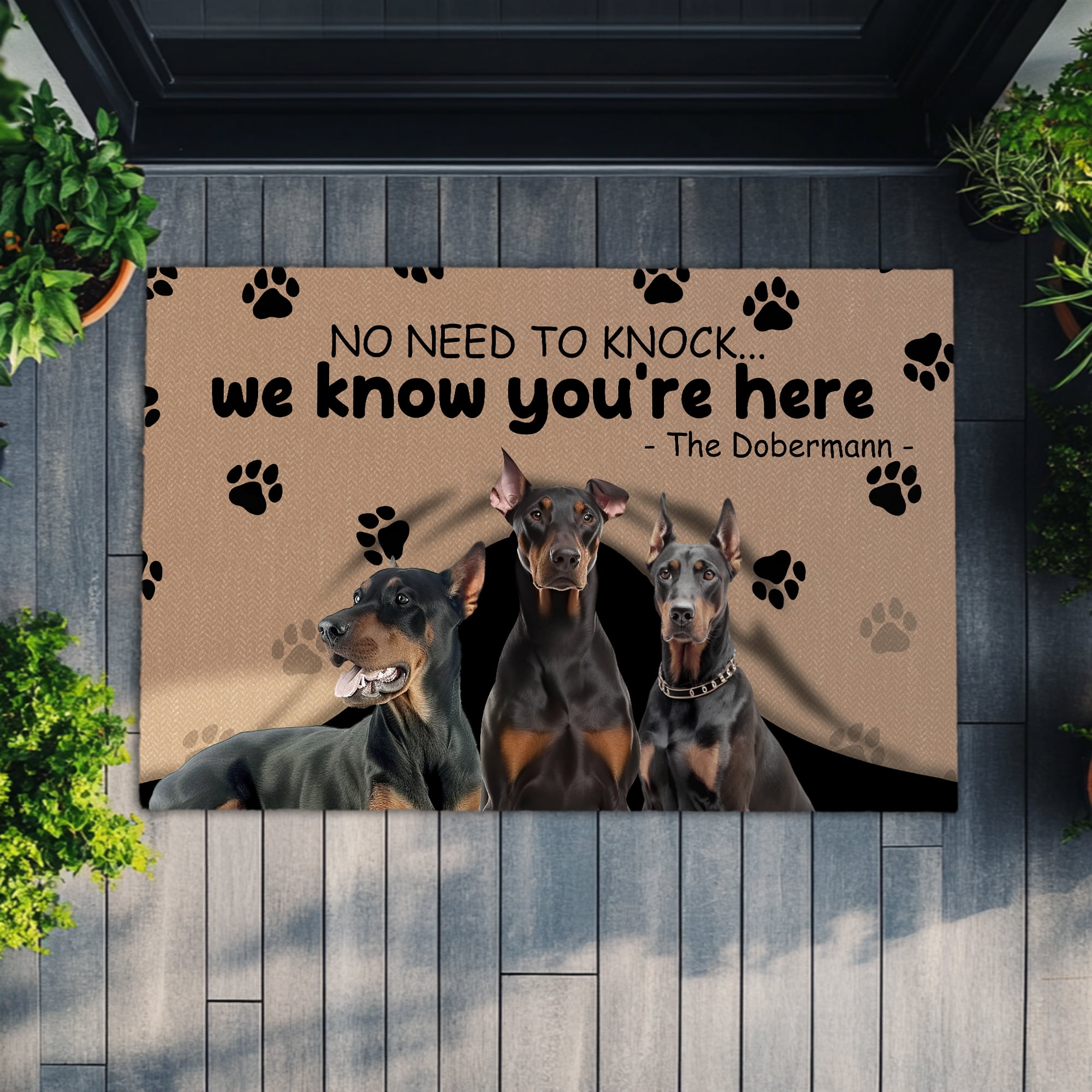Funny Guard Dog Doormat – No Need to Knock, We Know You're Here Mat ...