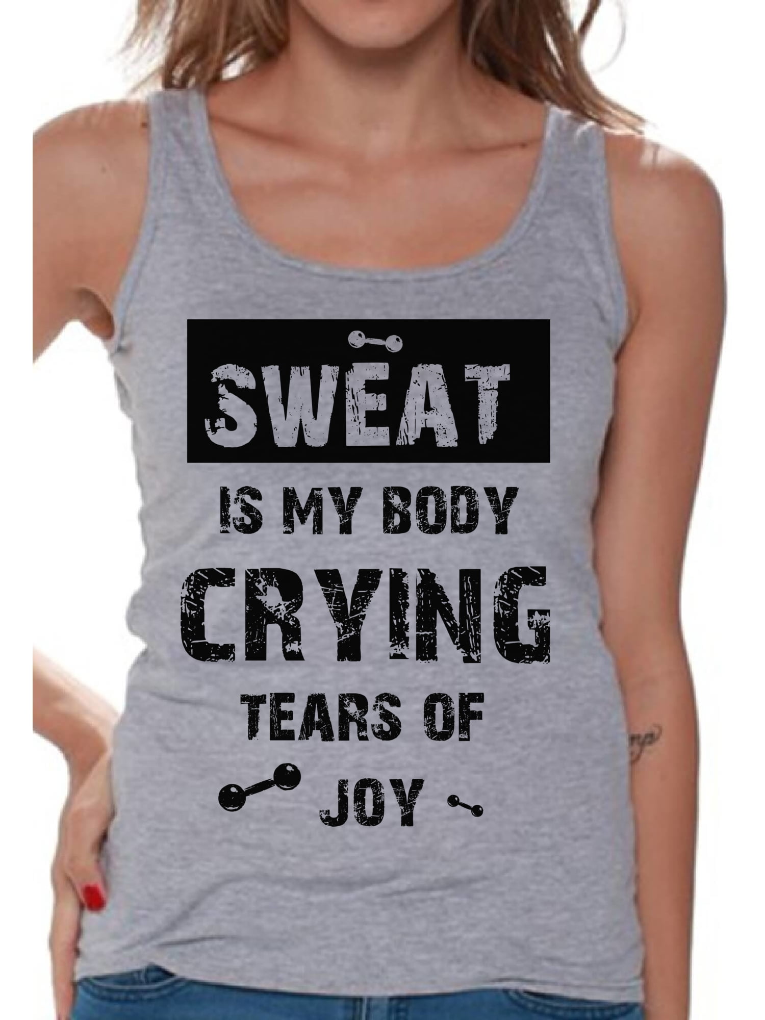 Funny Gym Tanks for Women Sweat is My Body Black Ladies Tank Top Workout Theme Women's Gym ...