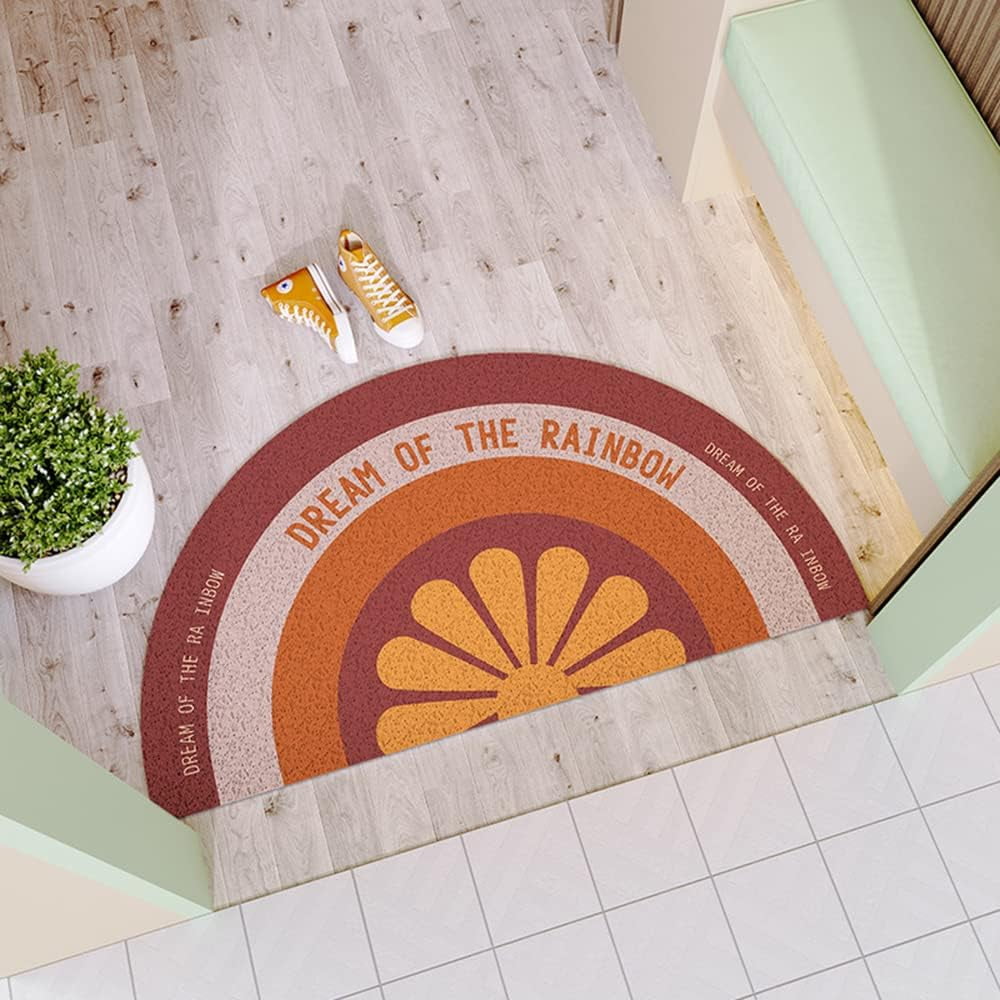 Funny Half Round Door Mat Door Mat Rainbow Durable Welcome Mat Non-Slip ...