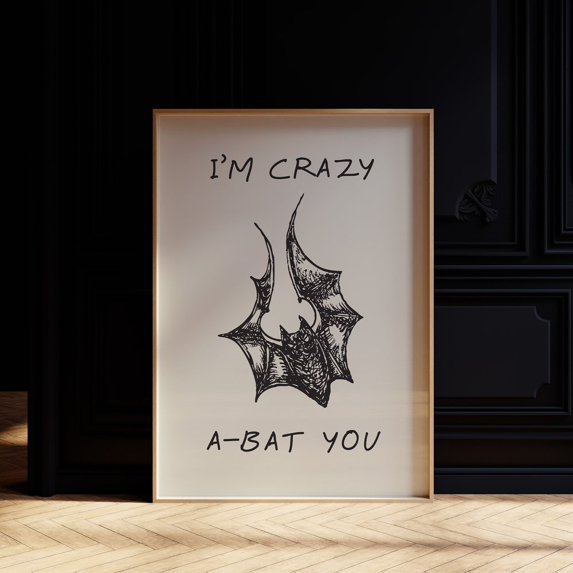 Funny Hallo.Ween Bat Quote Print: Spooky Romantic Fall Decor UNFRAMED ...